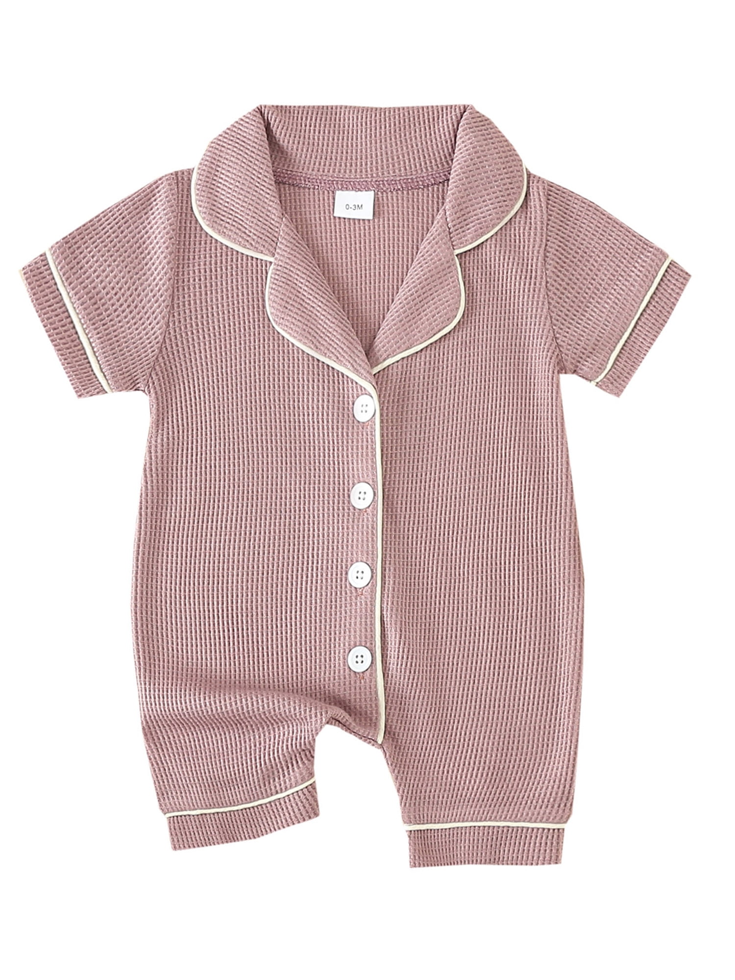 Bangyeer Baby Boy Girl Pajamas Short Sleeve Button Down Sleepwear Infant Footless One-piece ...
