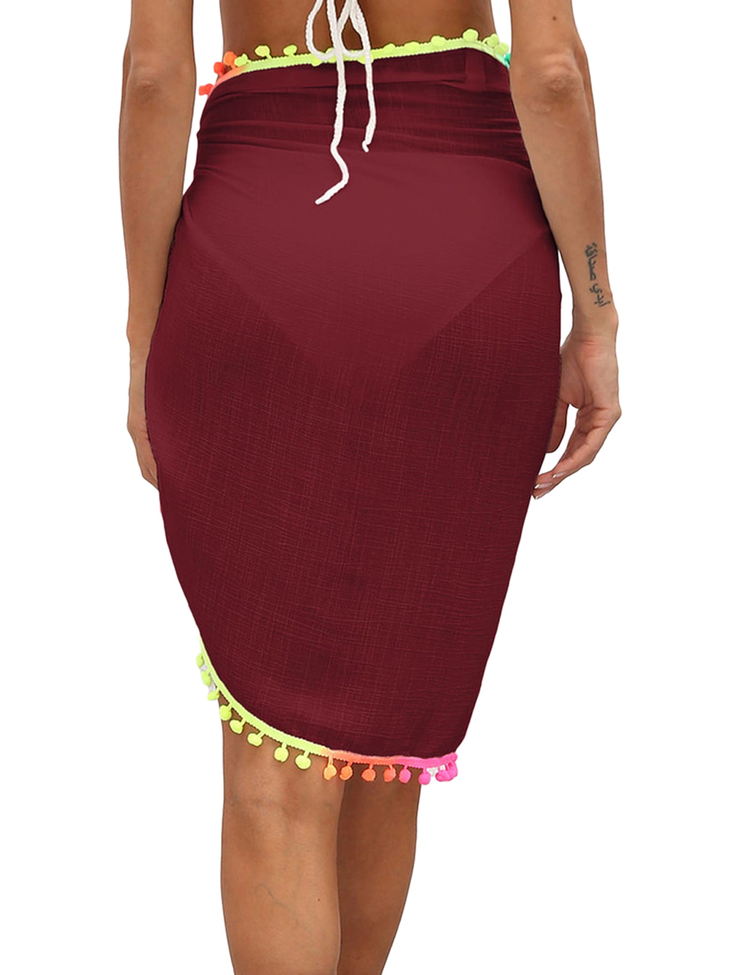 Bangyeer Beach Sarong Pareo Womens Bikini Wrap Cover Up Skirt Sheer ...