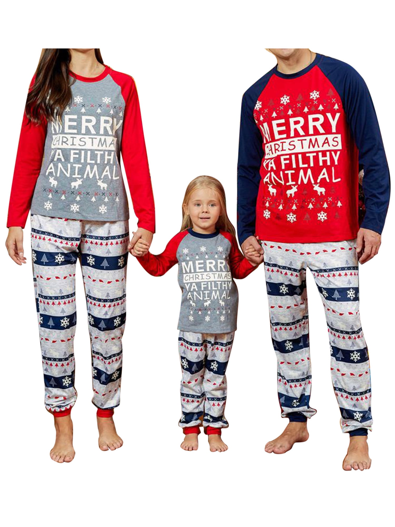 Bangyeer Christmas Matching Family Nightwear Long Sleeve Snowflake ...