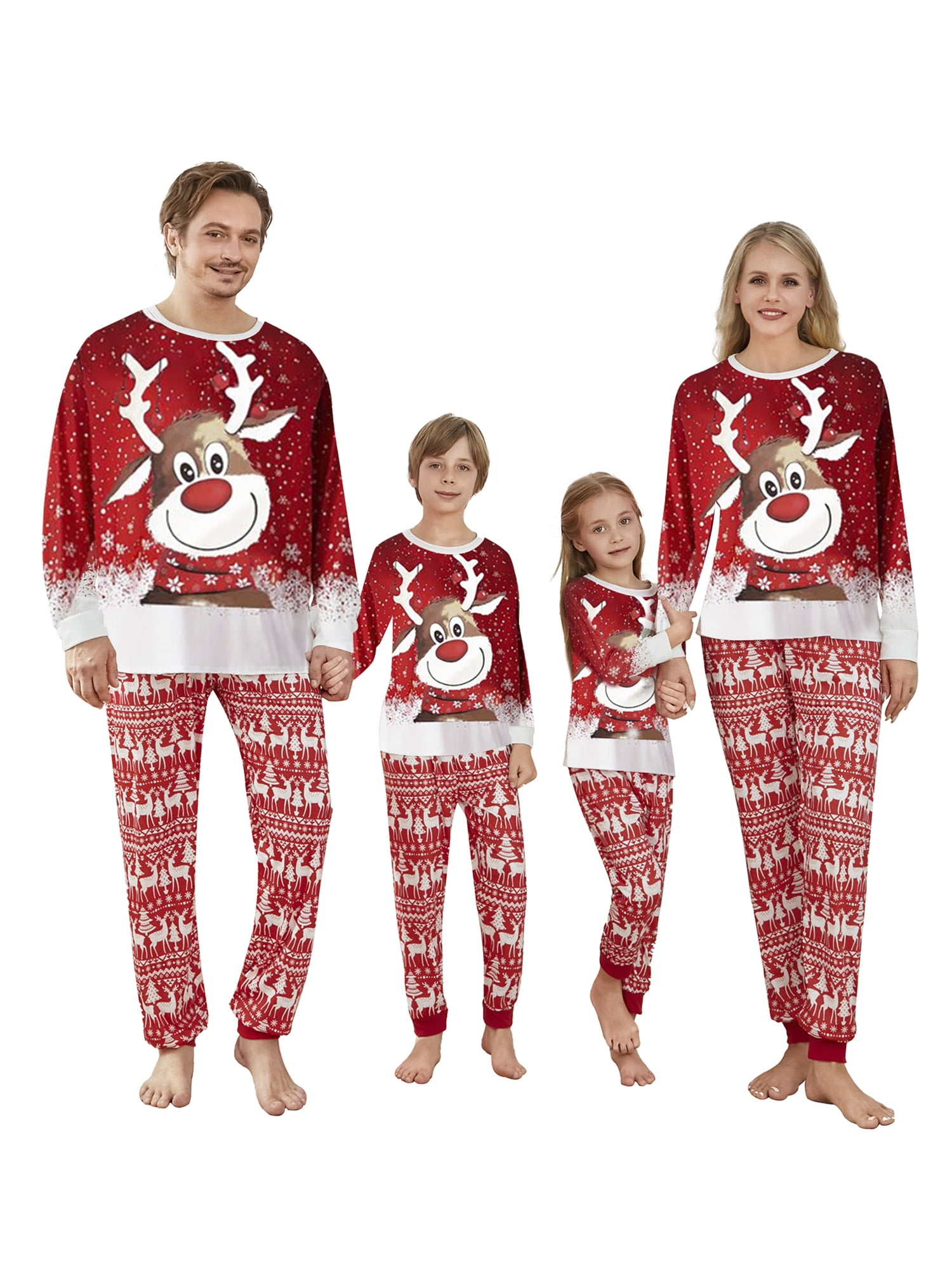 Bangyeer Christmas Matching Family Pajamas Long Sleeve Deer Snowflake ...