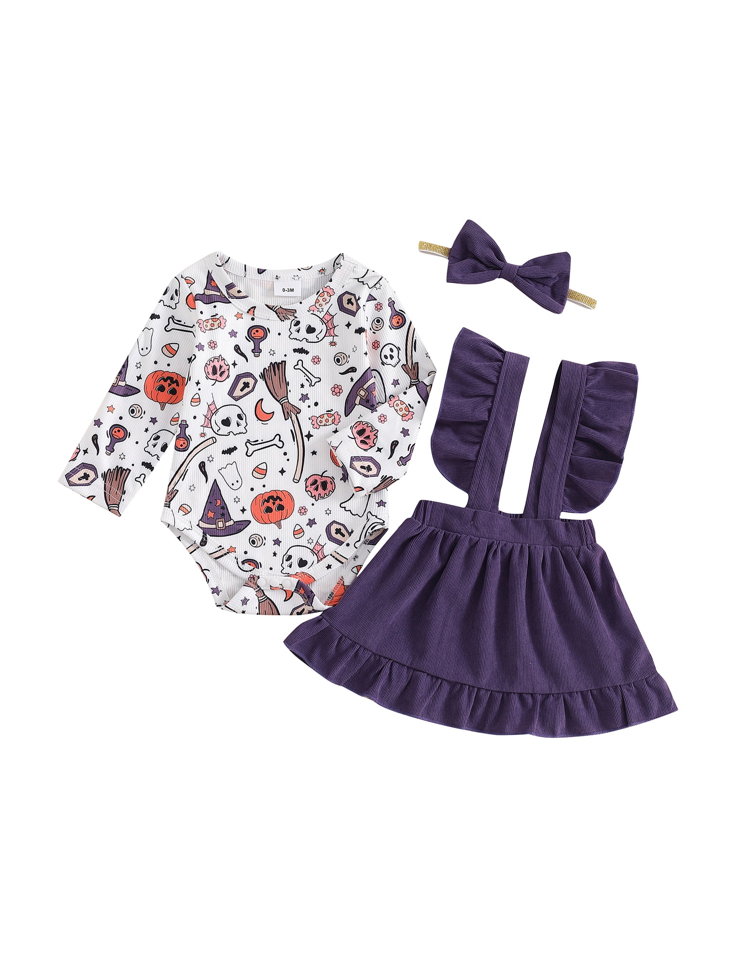 Bangyeer Girls Halloween Outfit Ghost Pumpkin Print Romper and Skirt Headband - Walmart.com