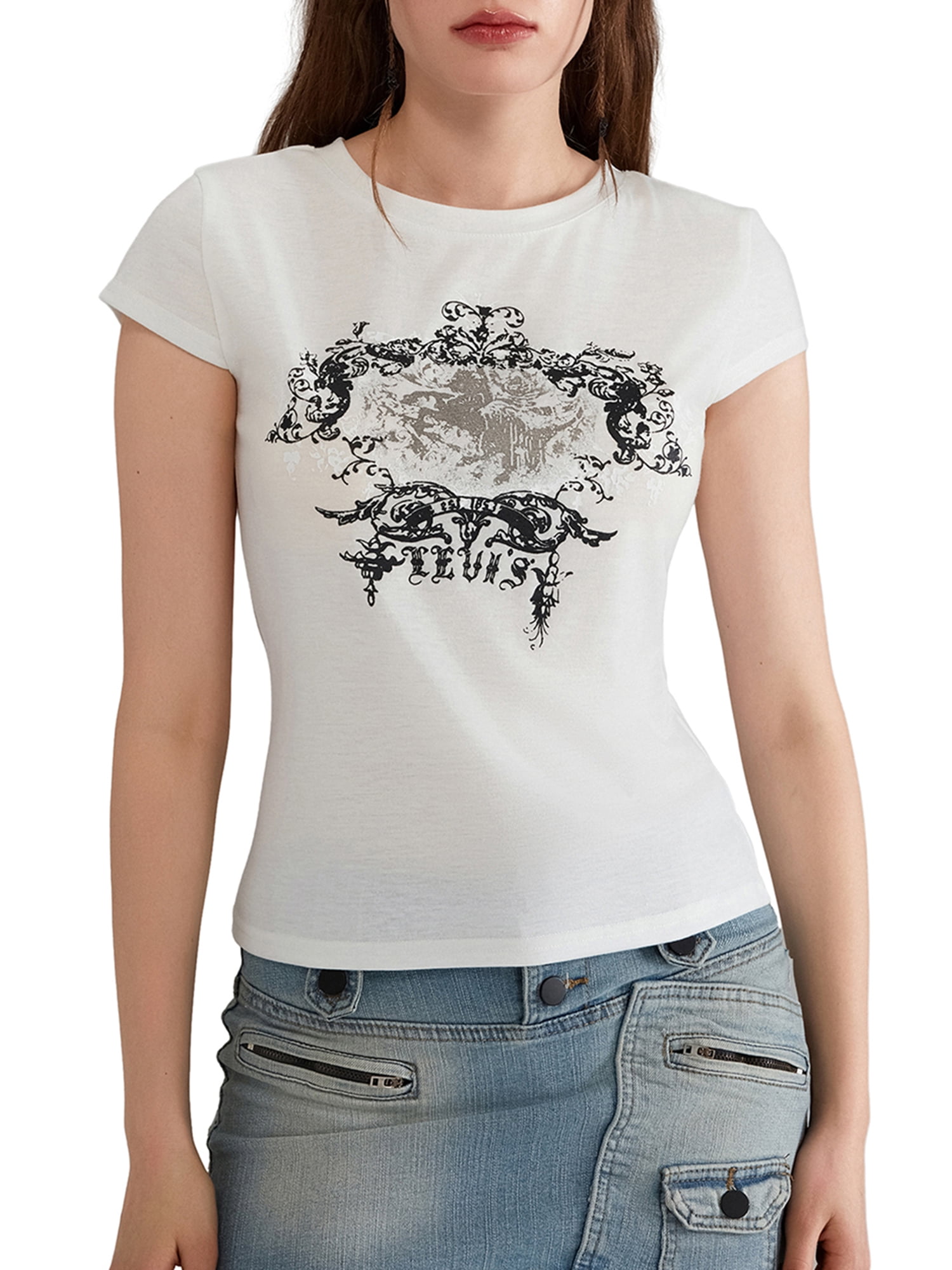 Bangyeer Grunge Graphic Tees for Women Y2k Vintage Gothic T Shirt Teen ...