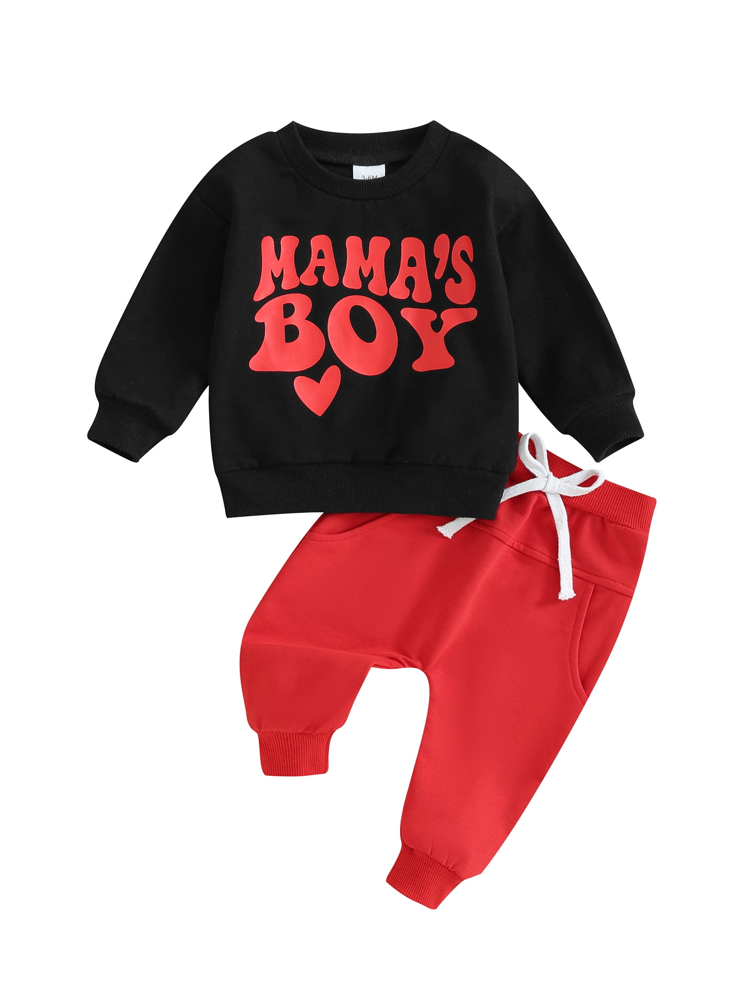 Bangyeer Infant Baby Boy Valentine's Day Outfit Mama's Boy Print Shirts Crewneck Sweatshirt ...