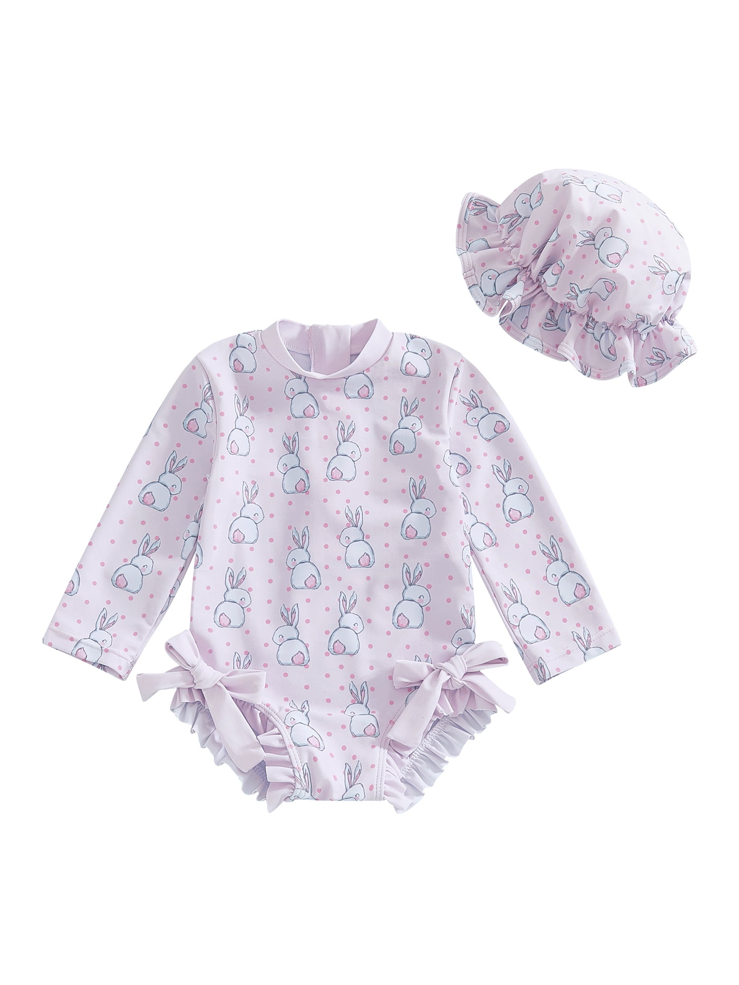 Bangyeer Infant Baby Girl Swimsuit One-Piece Long Sleeve Rash Guard ...