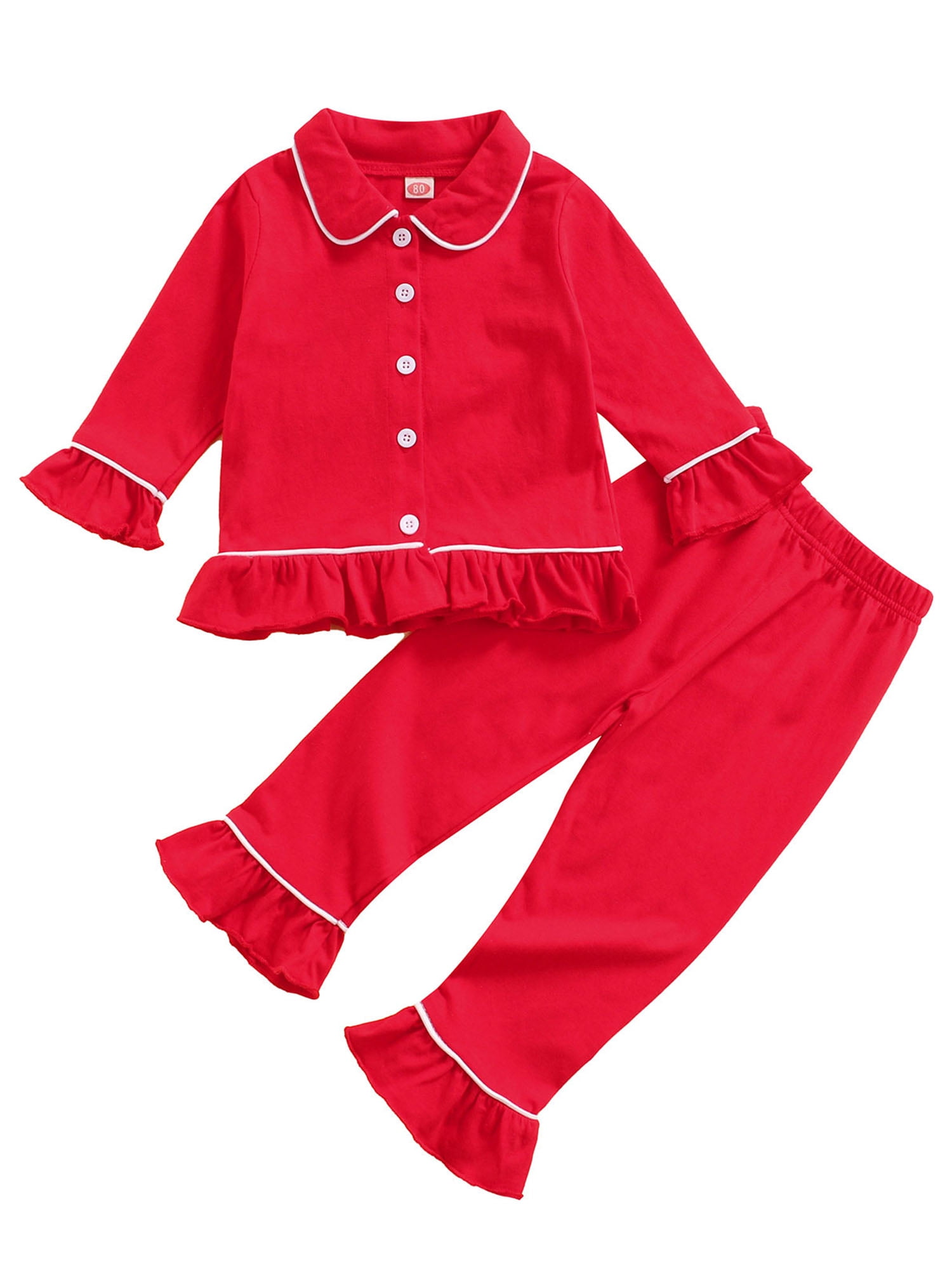 Bangyeer Kids Baby Boy Girl Pajamas Long Sleeve Button Down Shirt Top ...