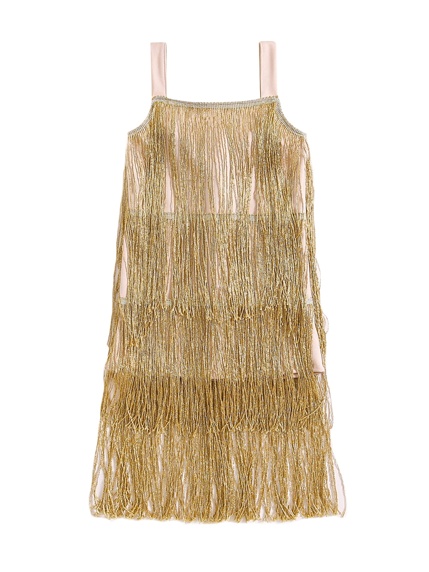 Bangyeer Kids Sequin Fringe Dress Tassel Sleeveless Dress Little Girls ...