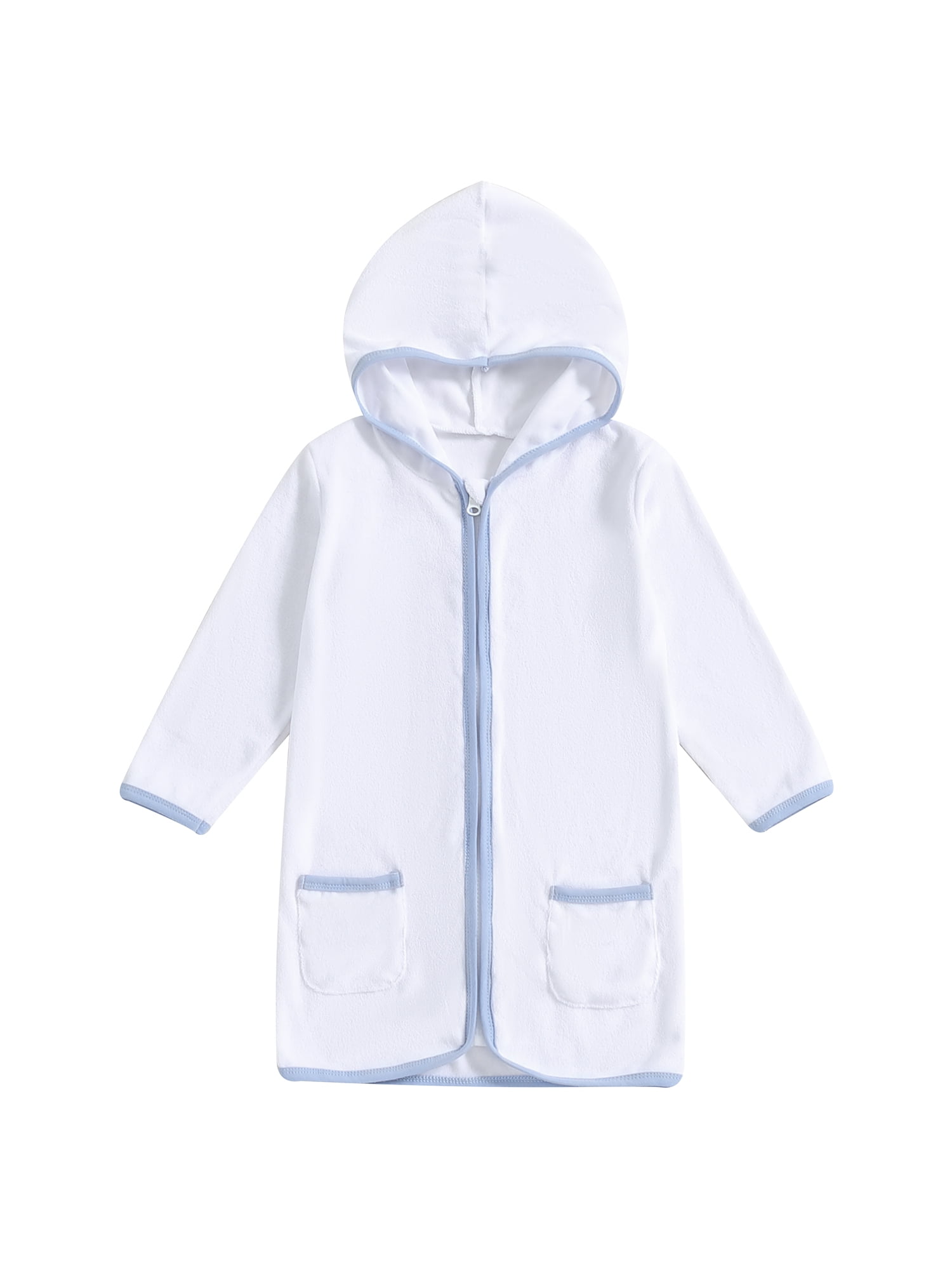 Bangyeer Little Girls Swim Cover Up Bathrobe Zip Up Long Sleeve Hooded ...