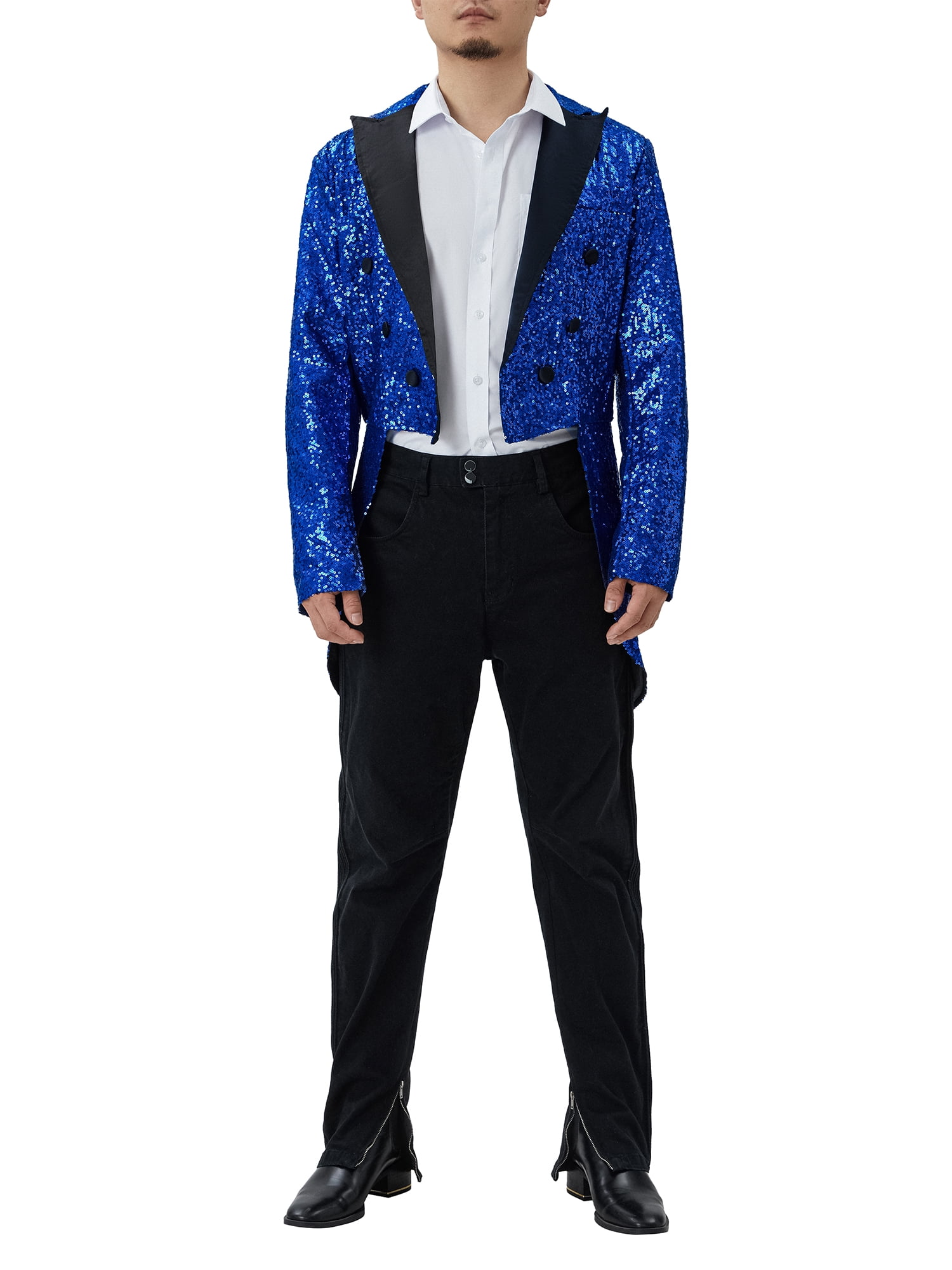 Bangyeer Mens Sequin Tuxedo Tailcoat Swallowtail Suit Jacket Dinner ...