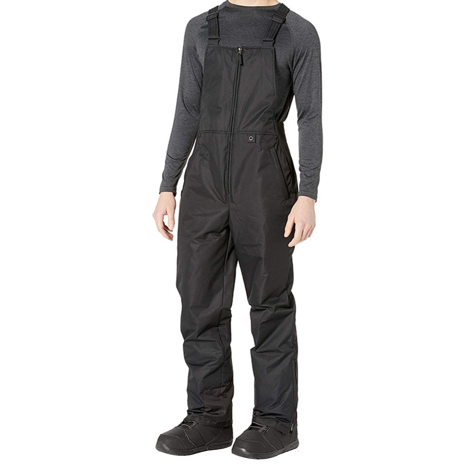 Bangyeer Mens Winter Insulated Ski Pants Waterproof Snow Bibs Cargo ...
