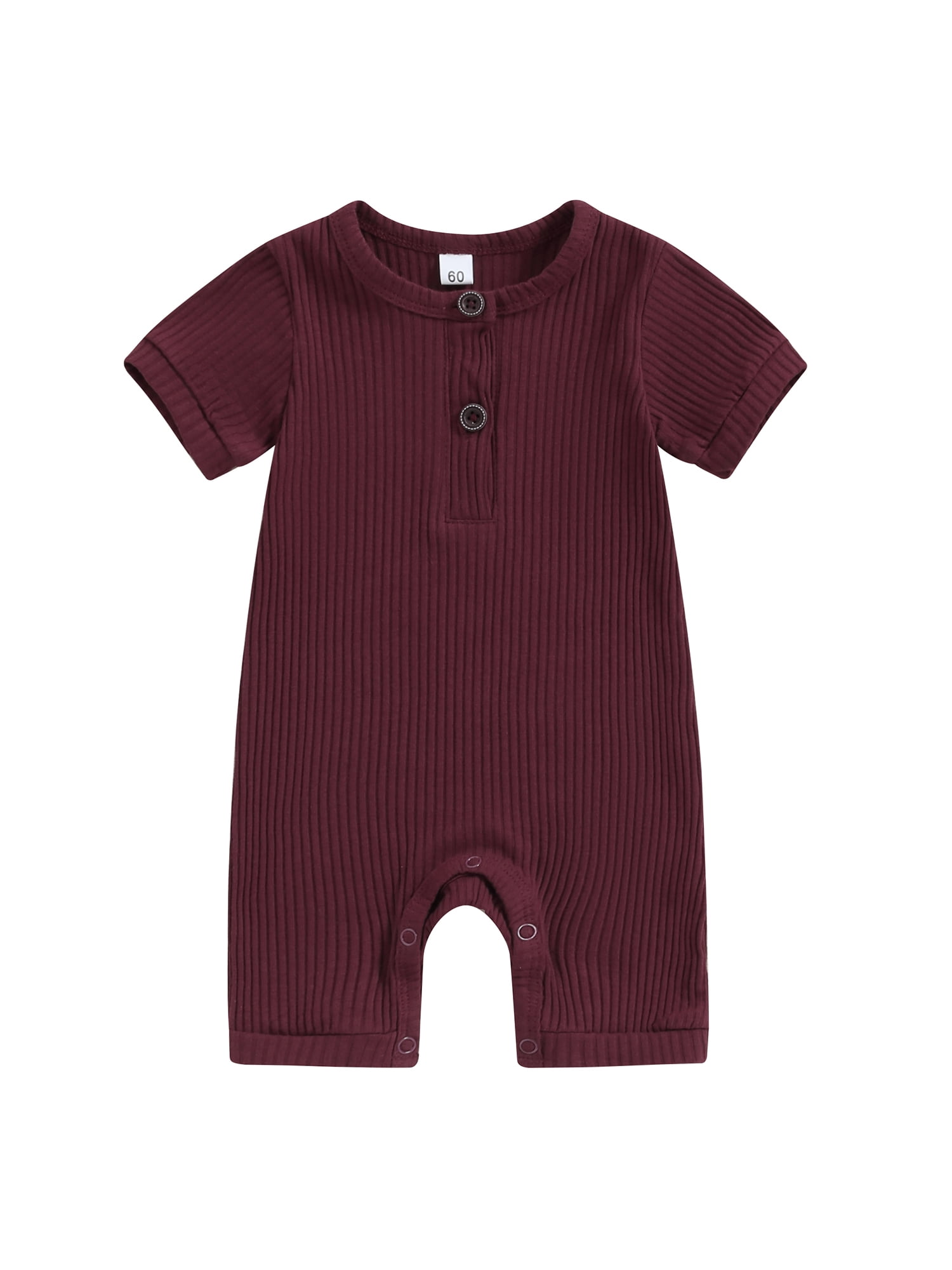 Bangyeer Newborn Baby Boy Girl Short Sleeve Jumpsuit Knit Rib Button ...