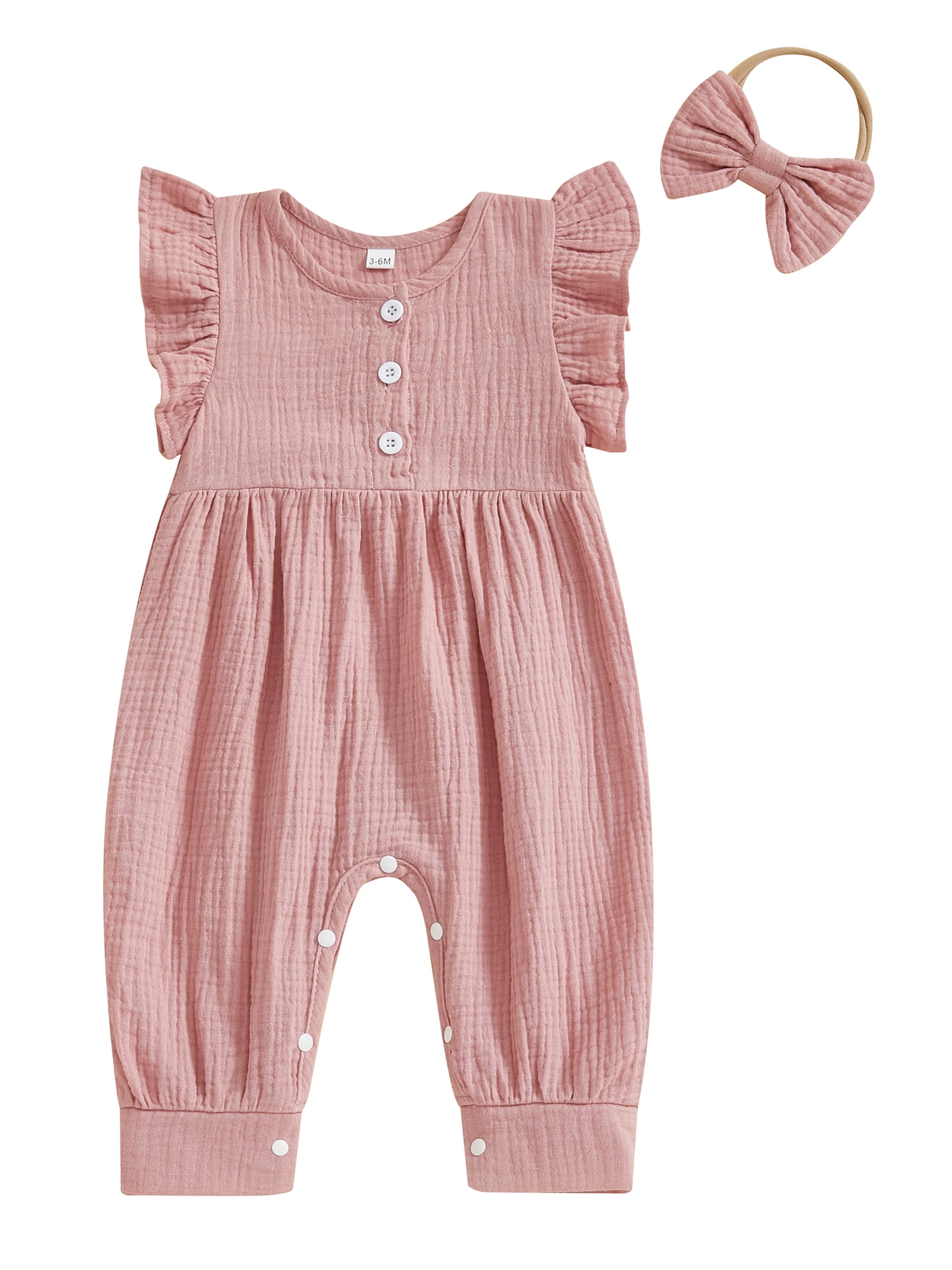 Bangyeer Newborn Baby Girl Spring Clothes Fly Sleeve Button Front ...