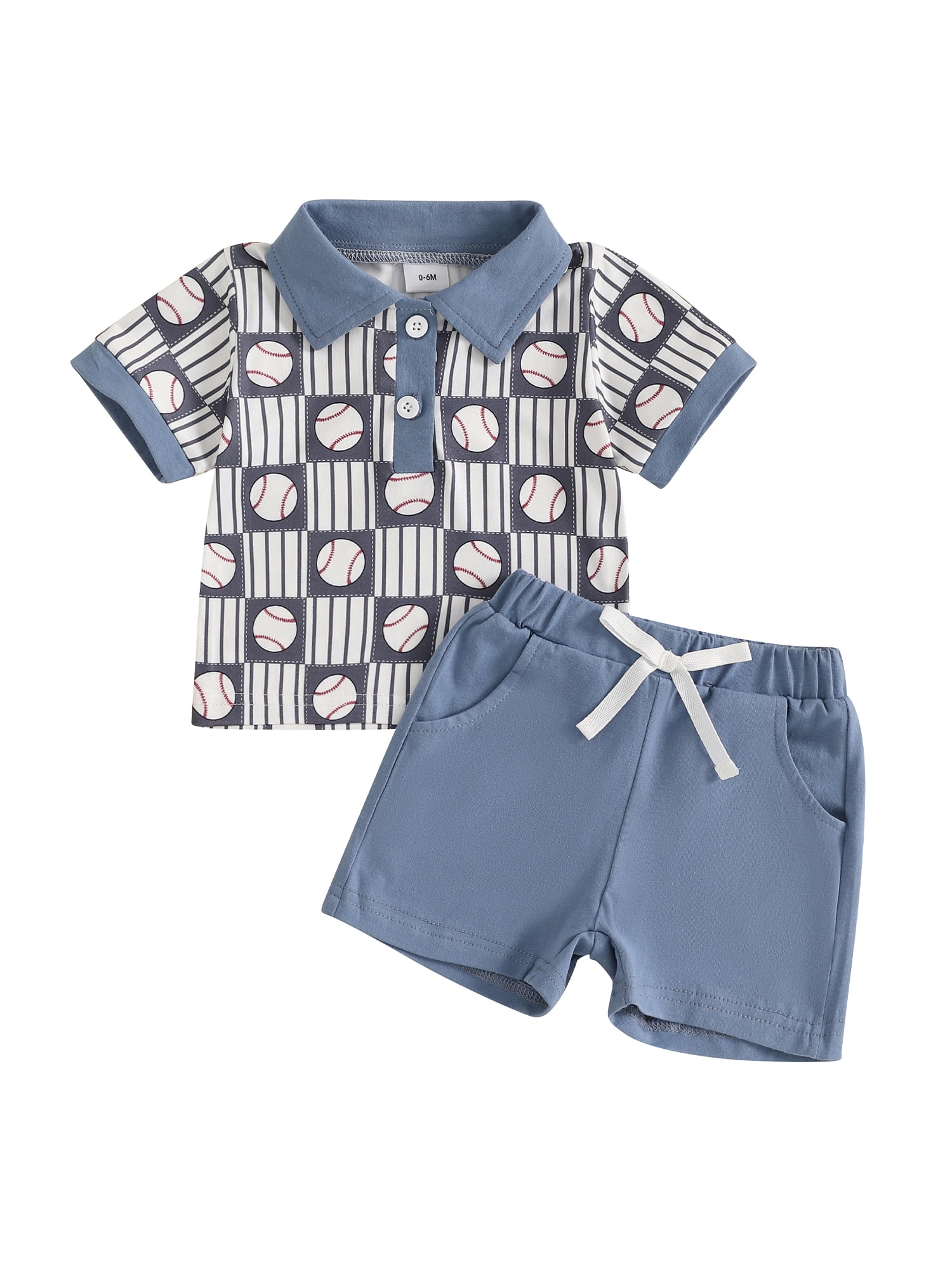 Bangyeer Toddler Baby Boy Baseball Outfits Rugby Print Short Sleeve T ...