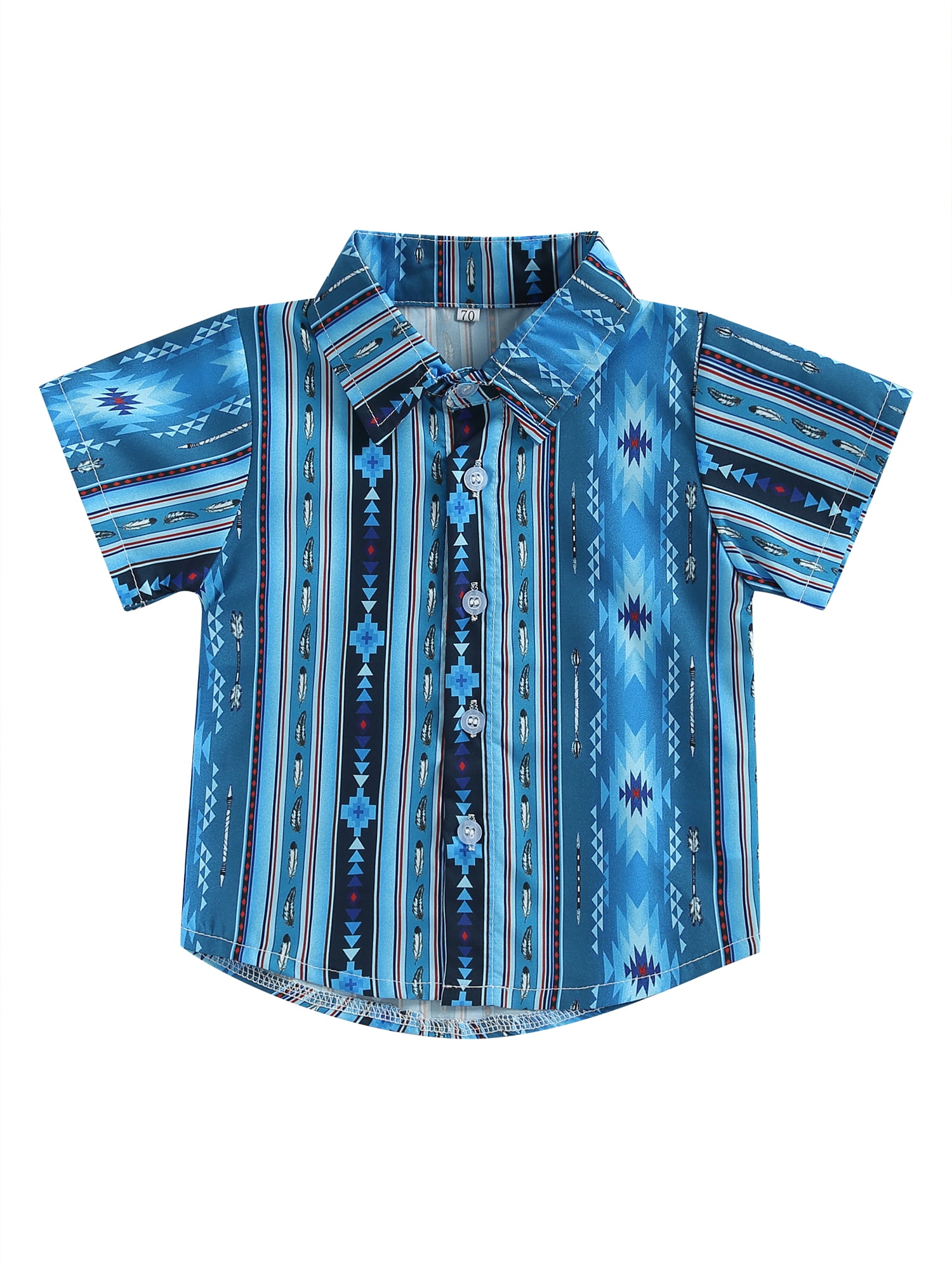 Bangyeer Toddler Baby Boy Cow Print Button Down Shirt Short Sleeve Lapel Neck Tops Cowboy Casual ...