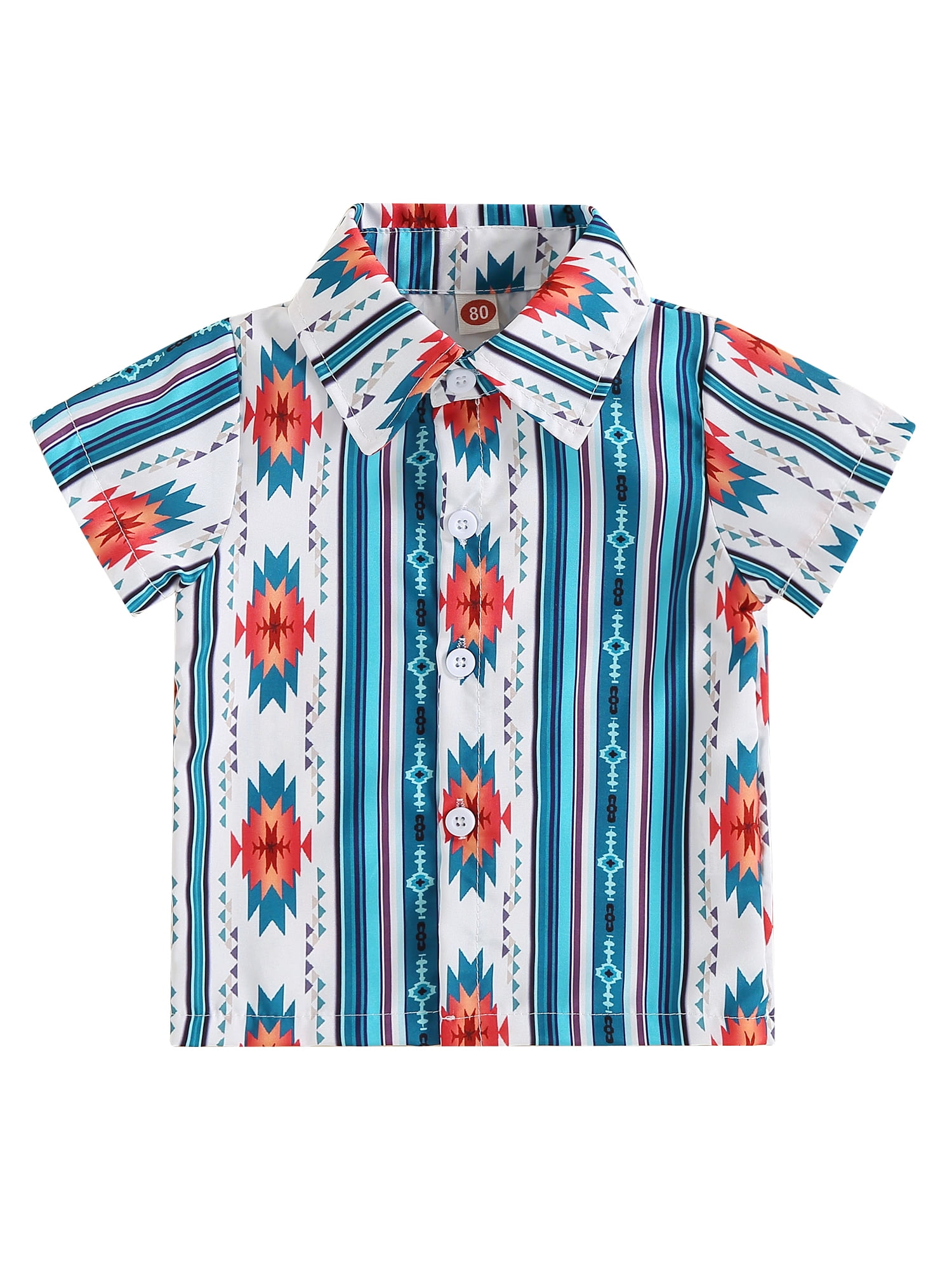 Bangyeer Toddler Baby Boy Cow Print Button Down Shirt Short Sleeve Lapel Neck Tops Cowboy Casual ...