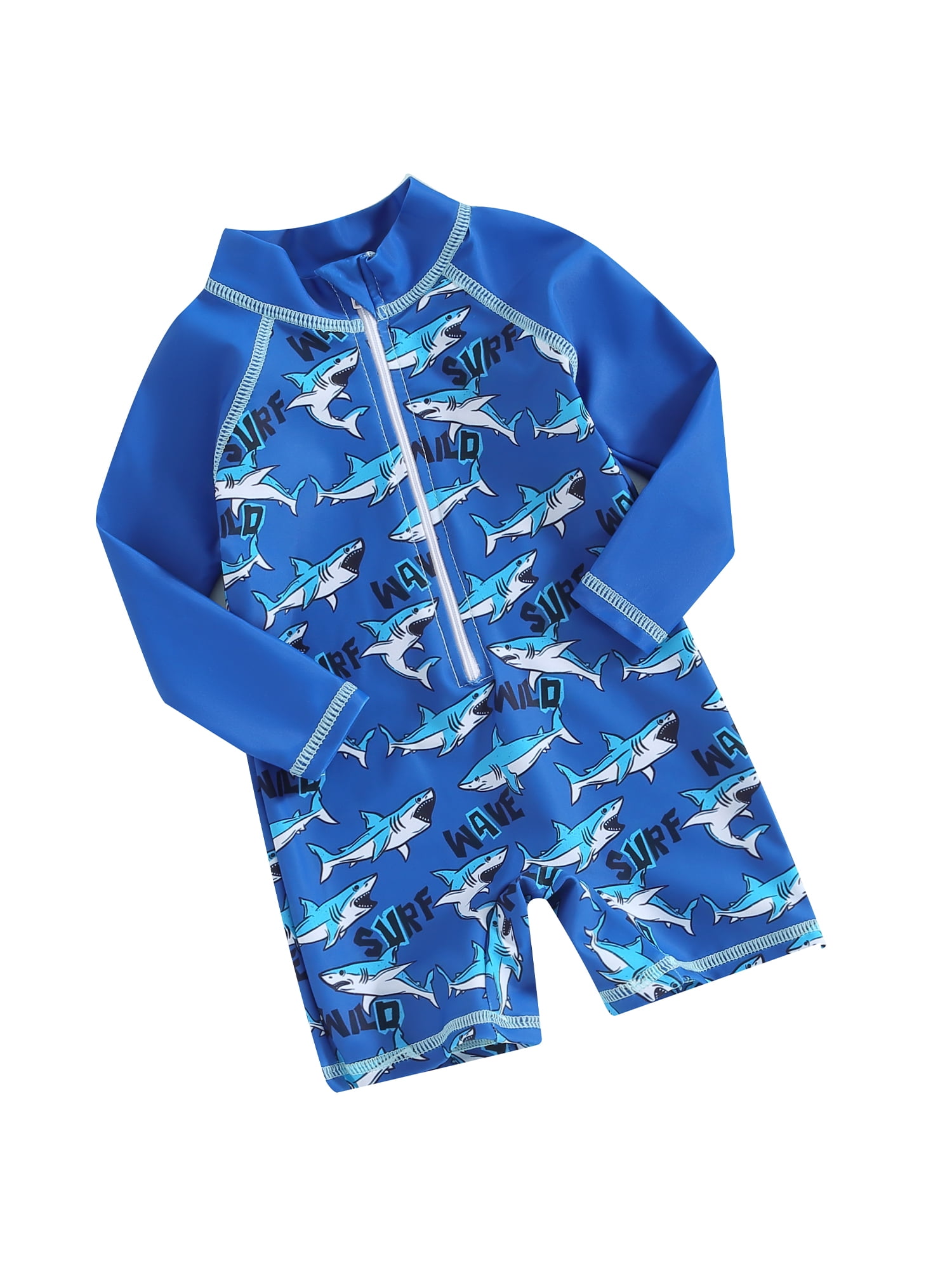 Bangyeer Toddler Baby Boys One-Piece Swimsuit Print Long Sleeve Zipper ...