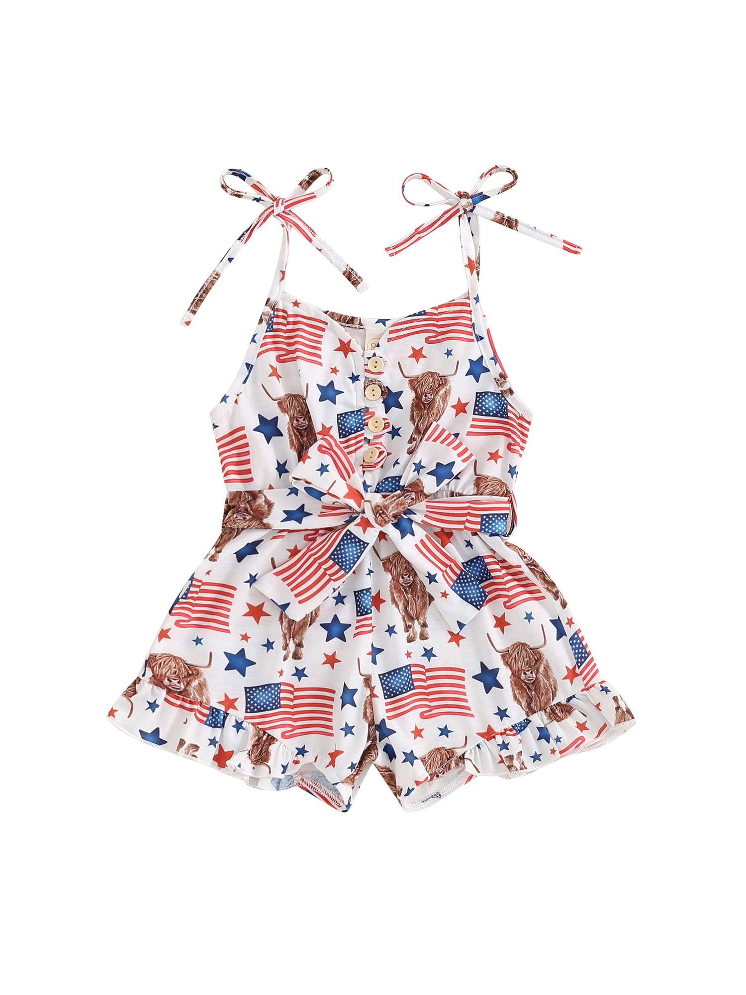Bangyeer Toddler Baby Girl 4th of July Romper Cute Sleeveless Tie Strap ...
