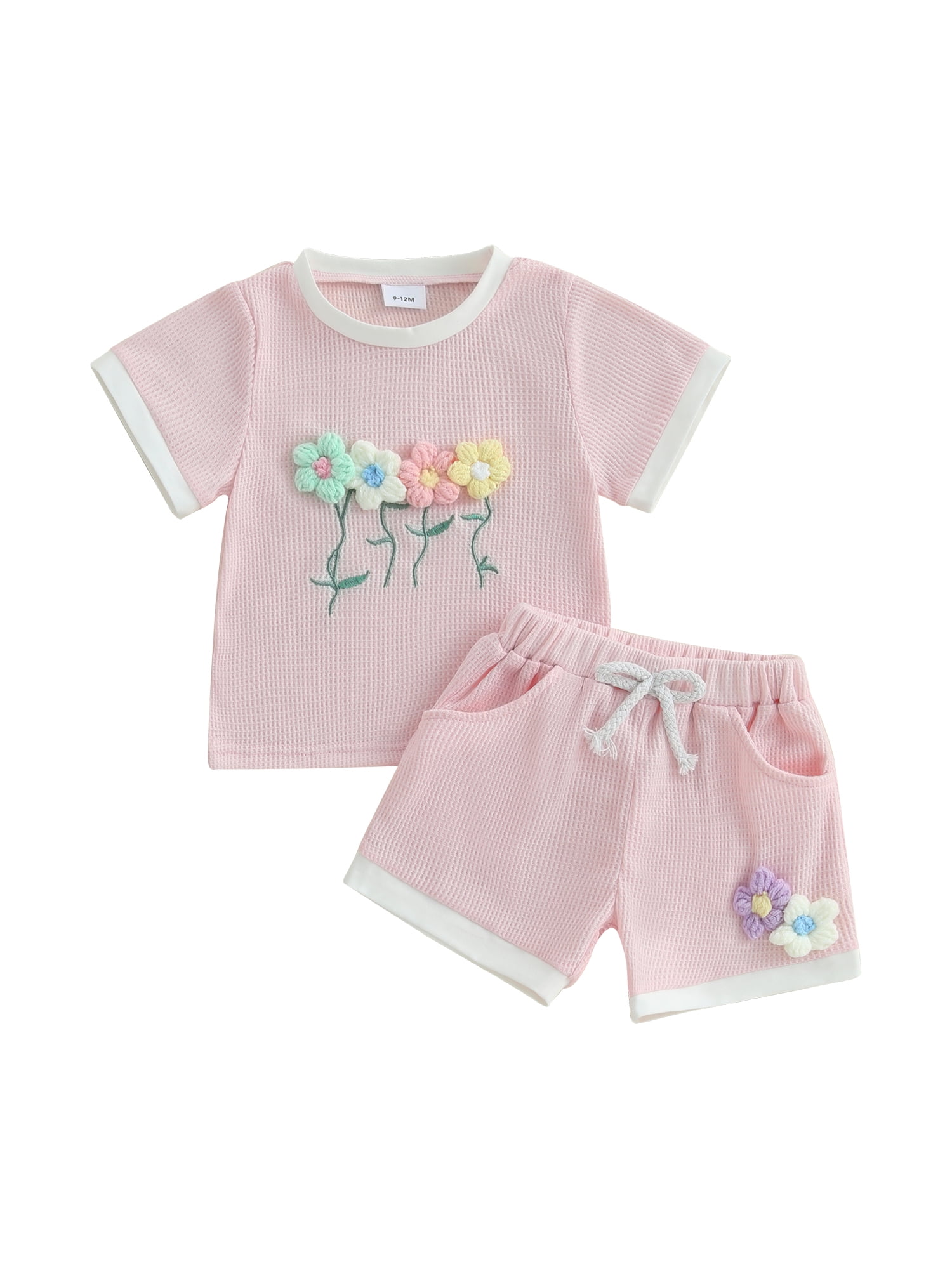 Bangyeer Toddler Baby Girl Outfits Floral Clothes Infant Spring Waffle ...