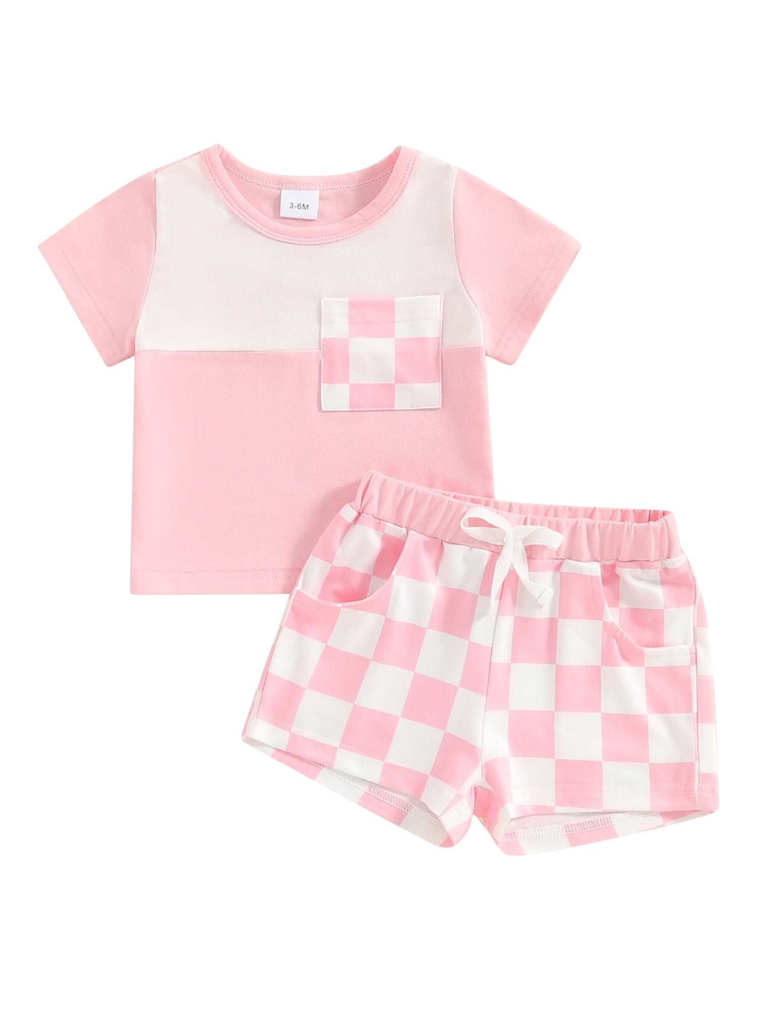 Bangyeer Toddler Baby Girl Summer Clothes Checkerboard Print Outfits Short Sleeve T-Shirts Tops ...