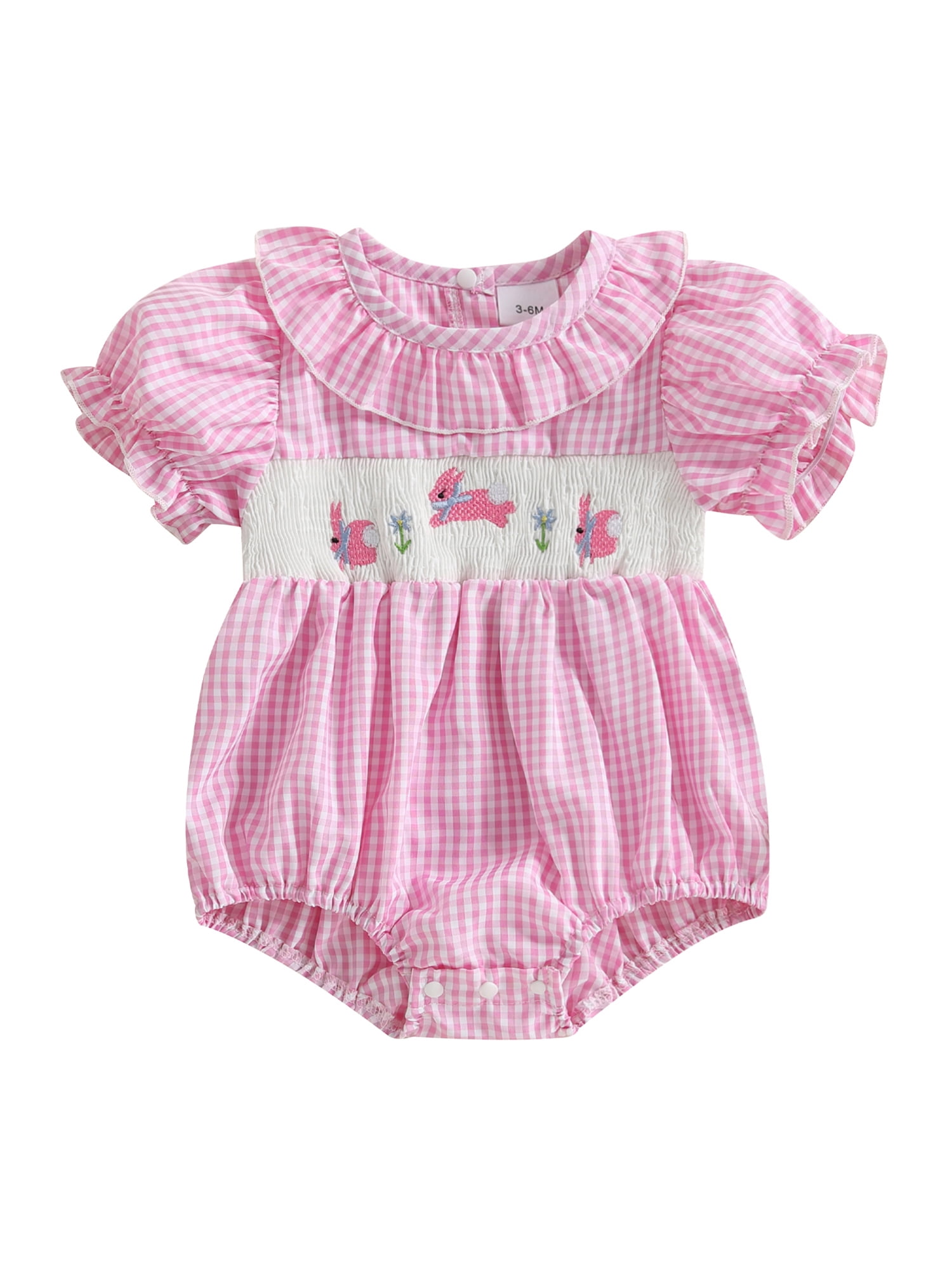 Bangyeer Toddler Baby Girl Sweet Plaid Romper Short Puff Sleeve Doll ...