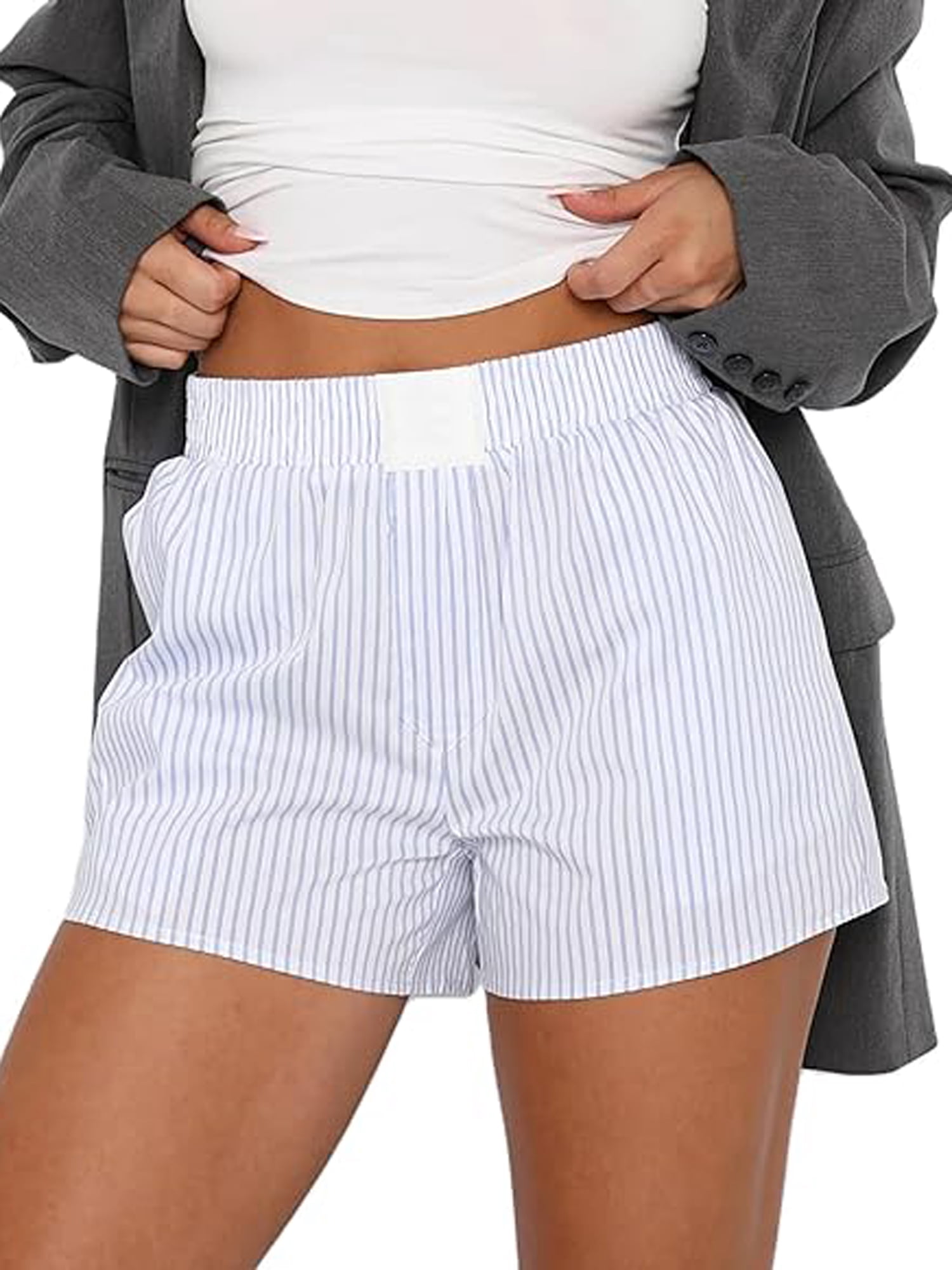 Bangyeer Women Lounge Shorts Cute Soft Elastic Low Waist Plaid Print ...