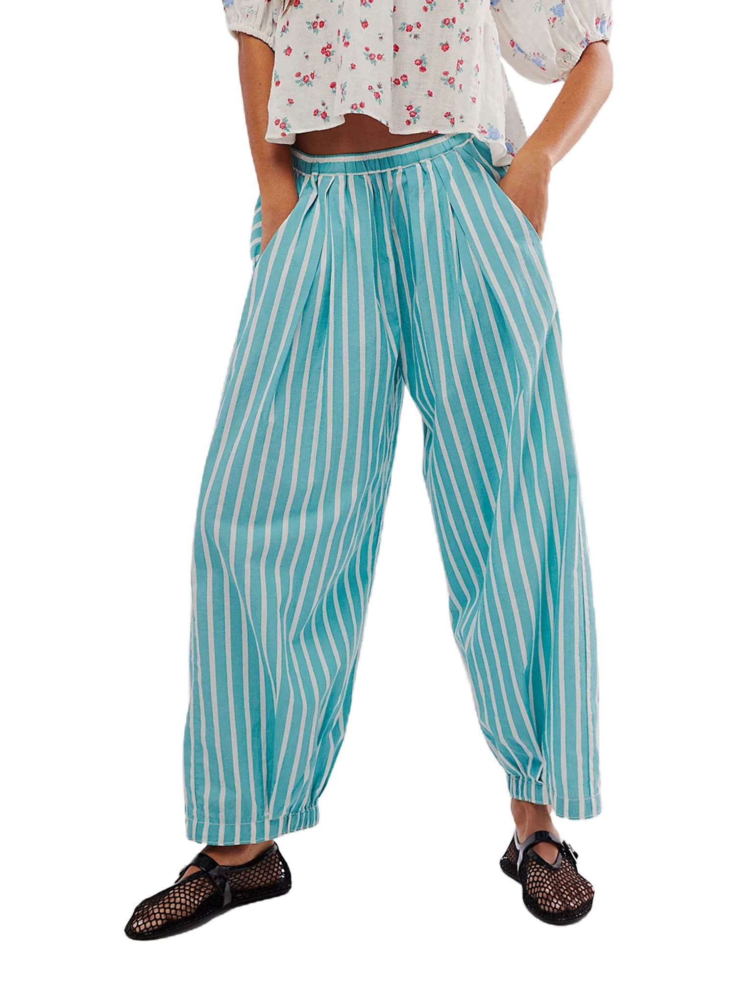 Bangyeer Women Striped Lounge Pants Plaid Wide Leg Pajama Pants ...