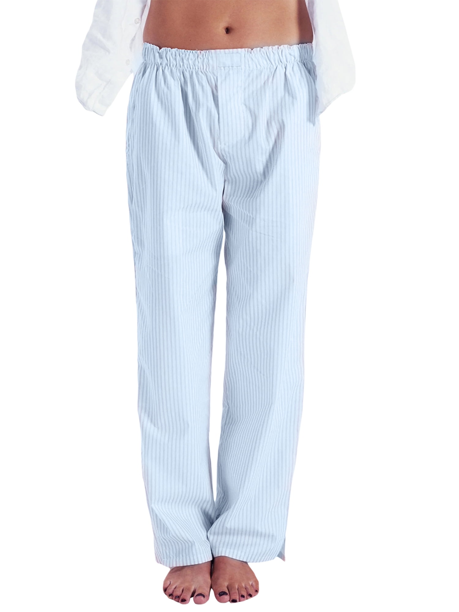 Bangyeer Women Striped Lounge Pants Wide Leg Drawstring Pajama Pants ...