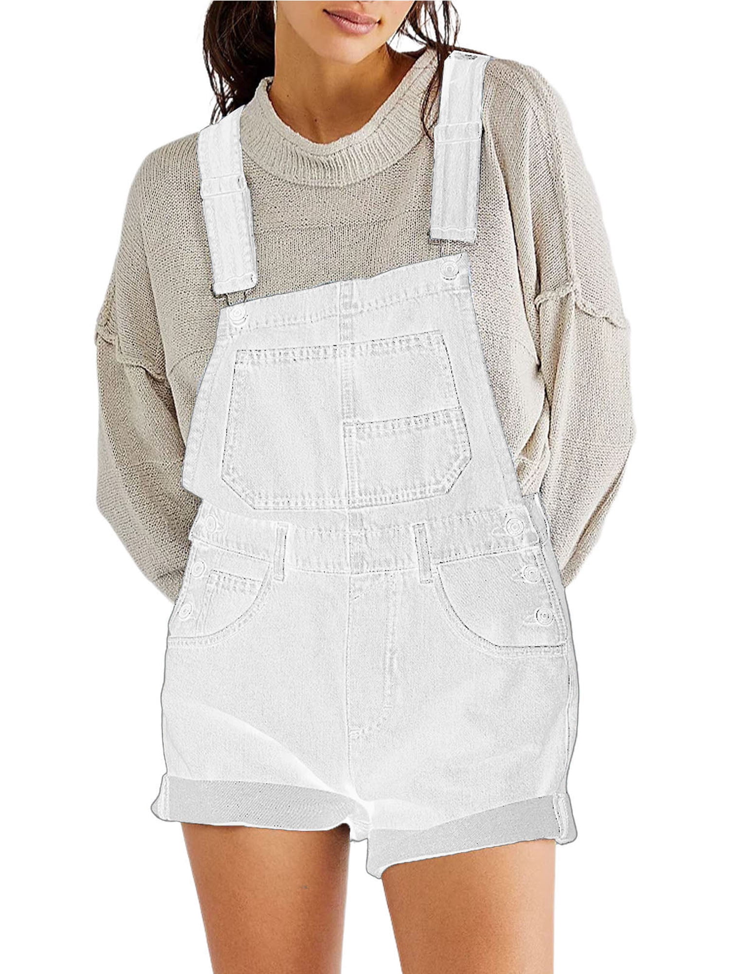 Bangyeer Women's Adjustable Shoulder Straps Shorts Romper Denim ...