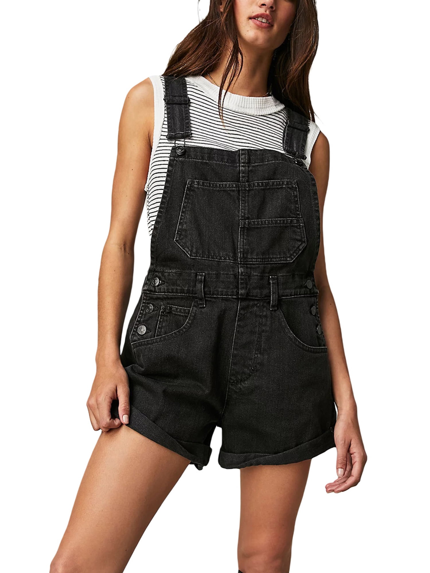 Bangyeer Women's Adjustable Shoulder Straps Shorts Romper Denim ...