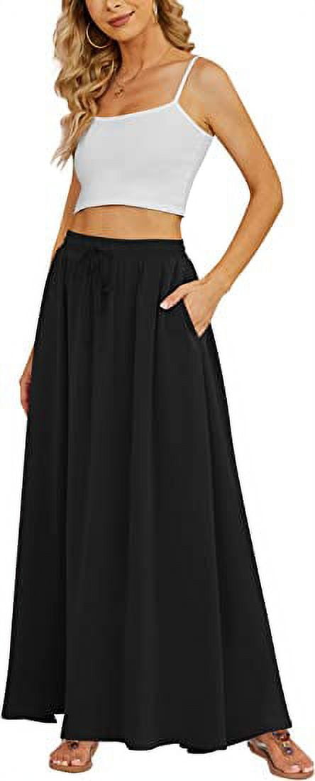 Bangyeer Women's Flowy Long Skirt High Waisted Skirt Casual Summer ...