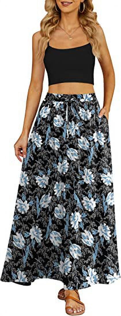 Bangyeer Women's Flowy Long Skirt High Waisted Skirt Casual Summer ...