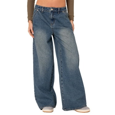 luvamia Women's Classic Denim Jeans Wide Leg Elastic High Waist ...