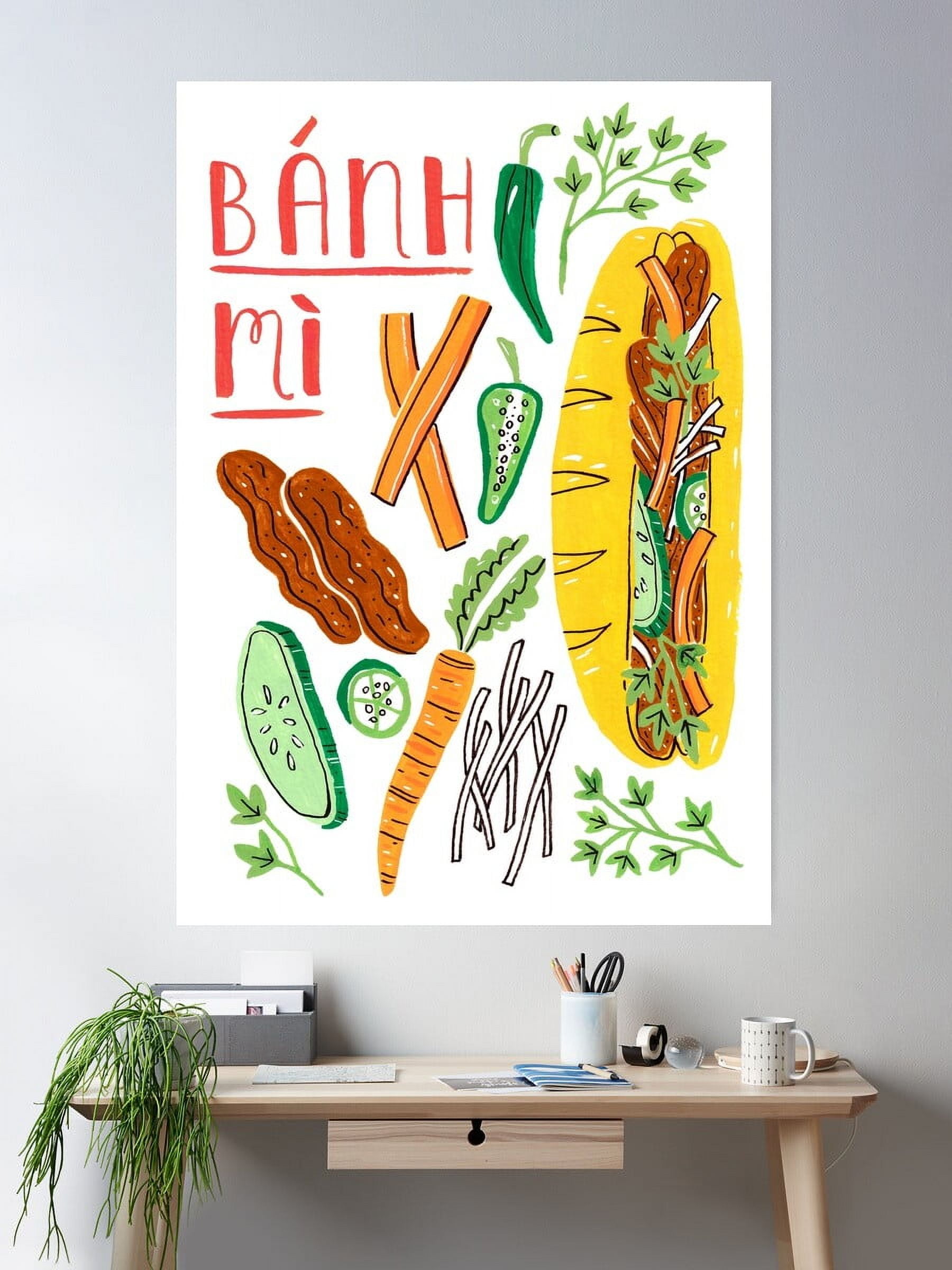 Banh Mi Poster Wall Art Modern Wall Decor For Living Room Bedroom Art ...