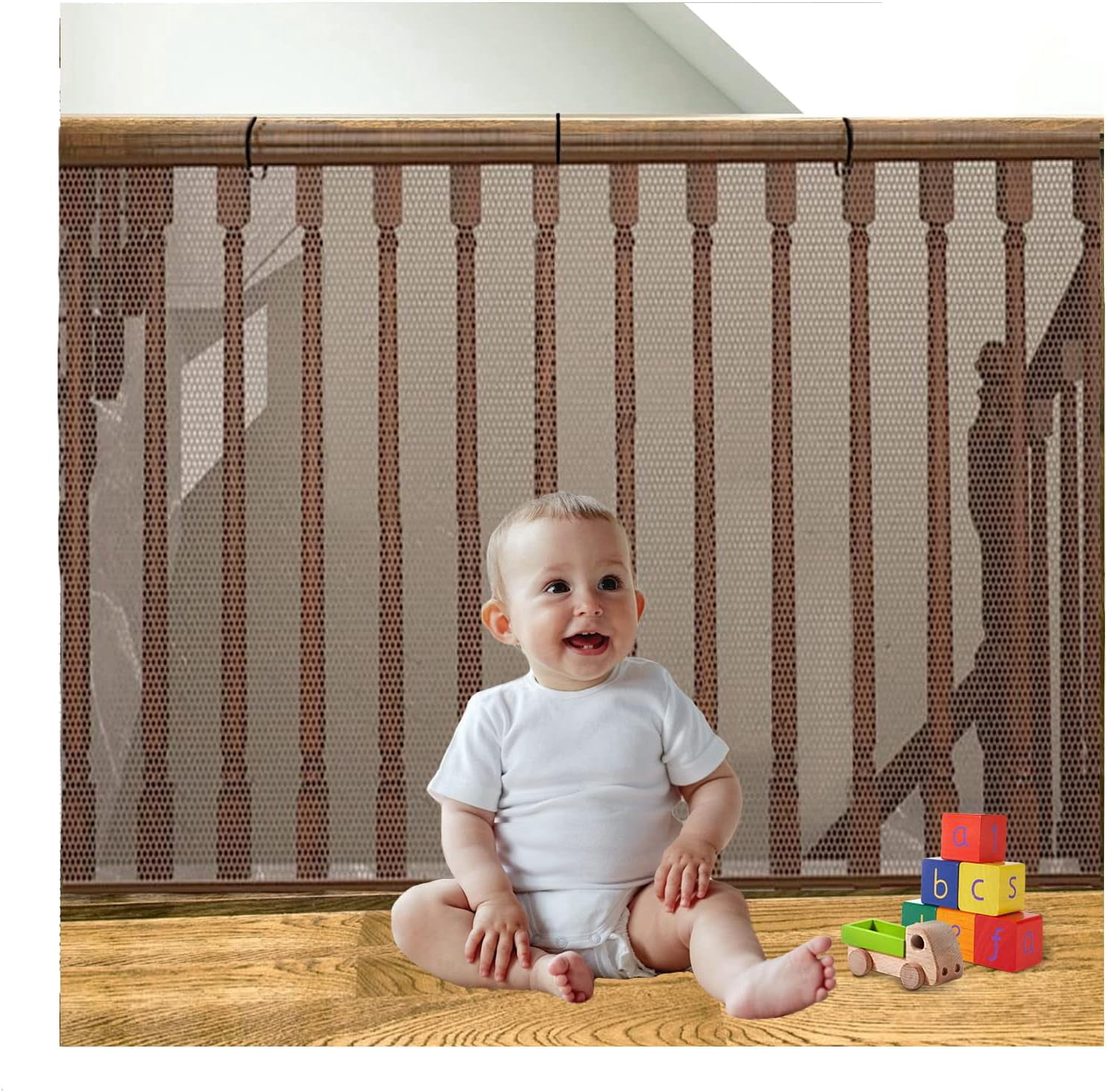 Banister Guard for Baby and Pets - 10ft x 3ft Safety Stairs Rail Net ...