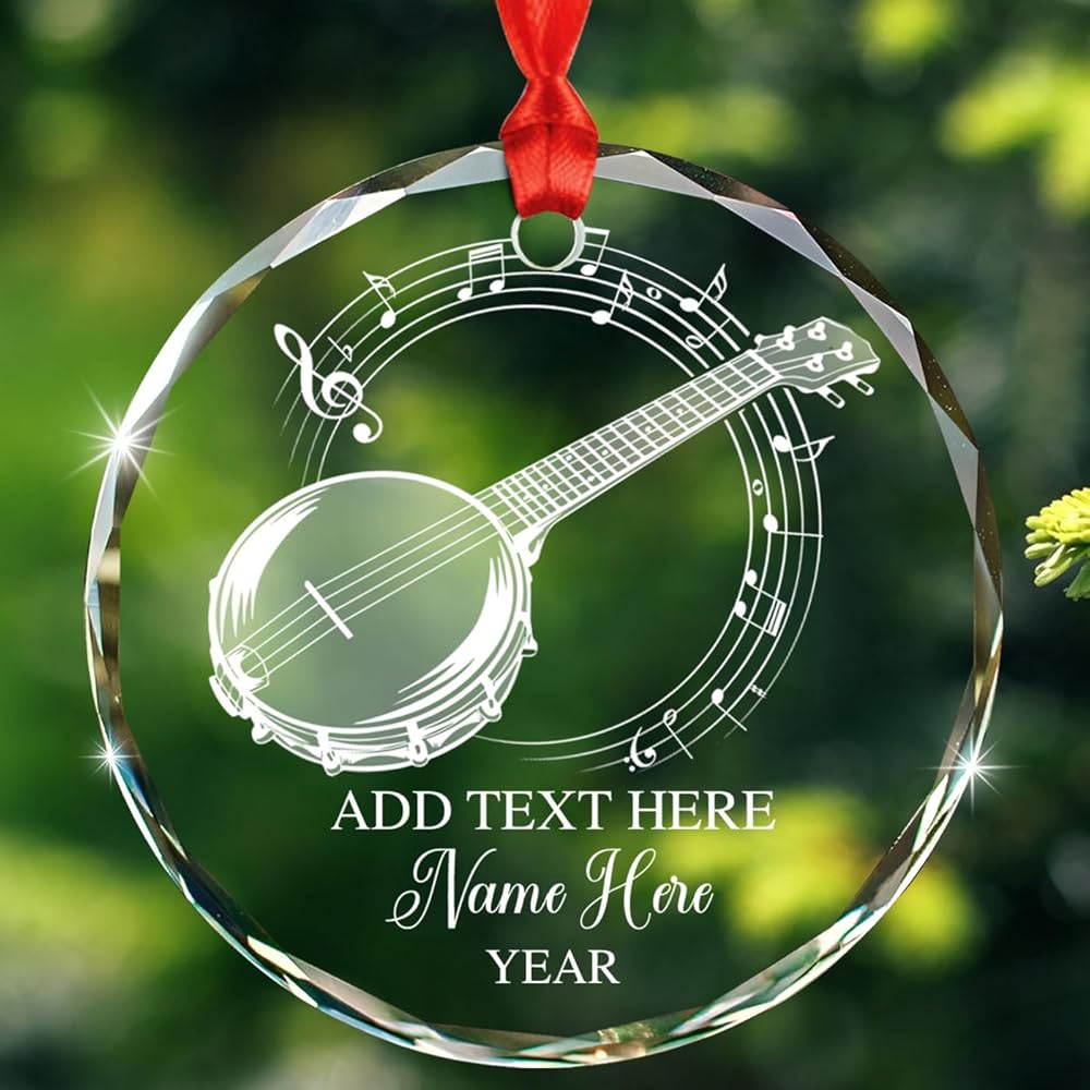 Banjo Design Glass Christmas Ornament for Tree, Mom’s Day Keepsake ...