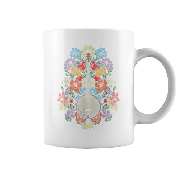 Banjo Flowers Stringed Bluegrass Folk Floral Coffee Mugs - Walmart.com