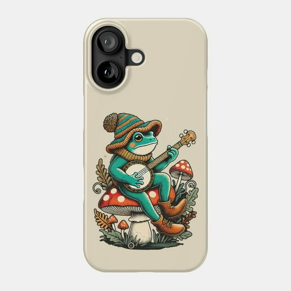 Banjo Frog Mushroom Folk Art Fantasy Graphic Case for iPhone 11,12,13 ...