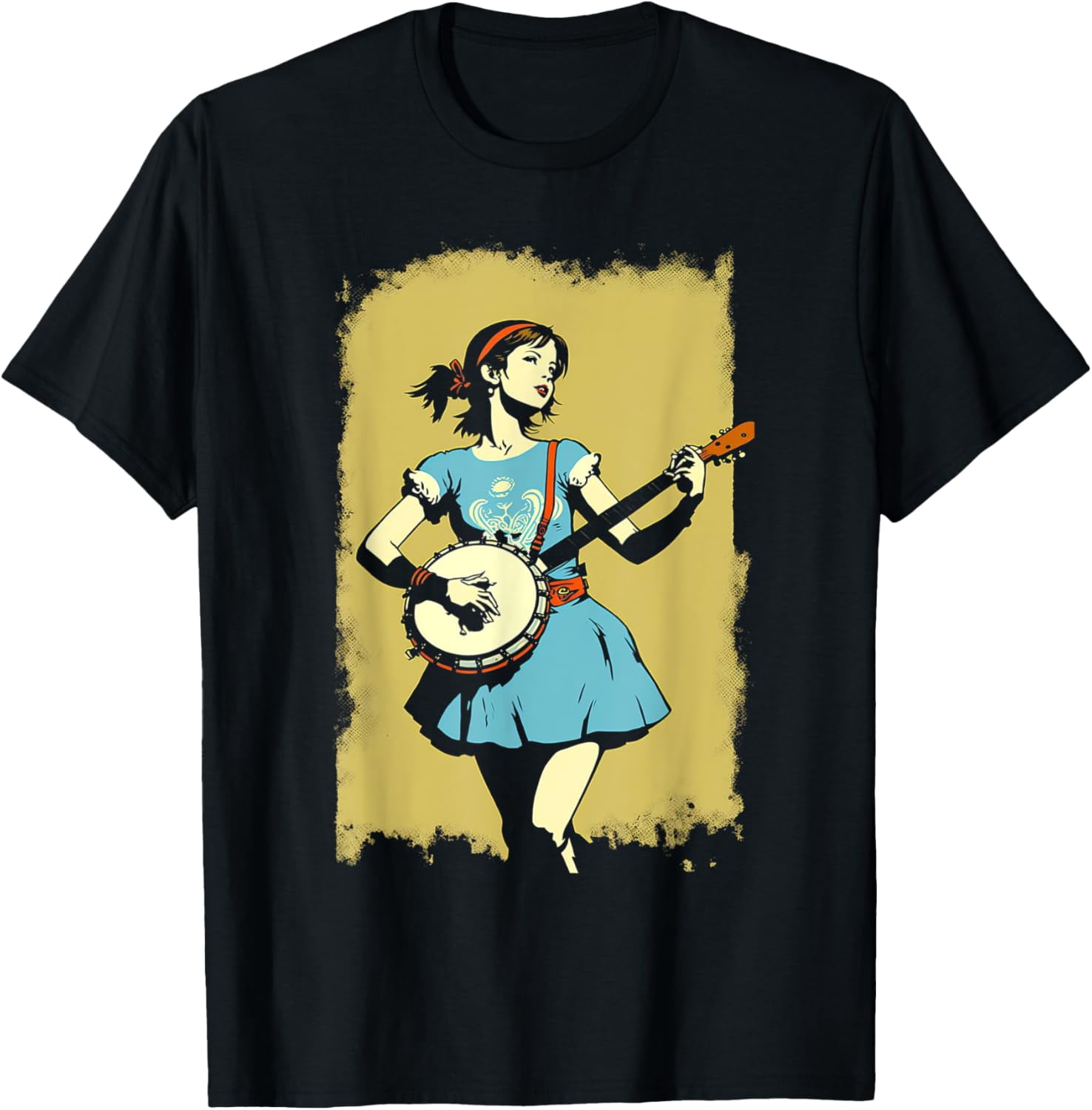 Banjo Girl Beautiful Hippie Woman Bluegrass Festival T-Shirt - Walmart.com