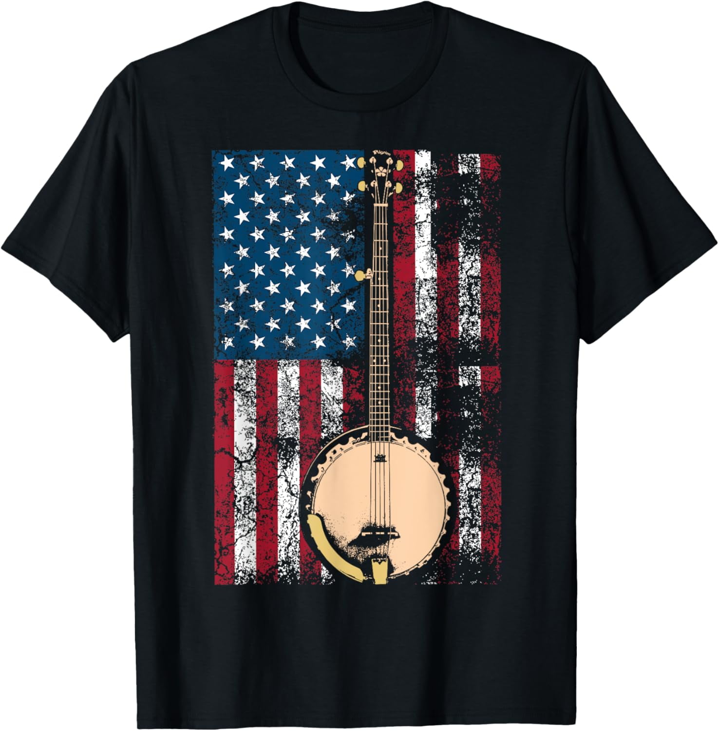 Banjo In American Flag Bluegrass | Cute Fiddle Players Gift T-Shirt ...