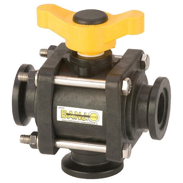 Banjo Manual 3-Way Ball Valve,1",Polypro MV100BL - Walmart.com