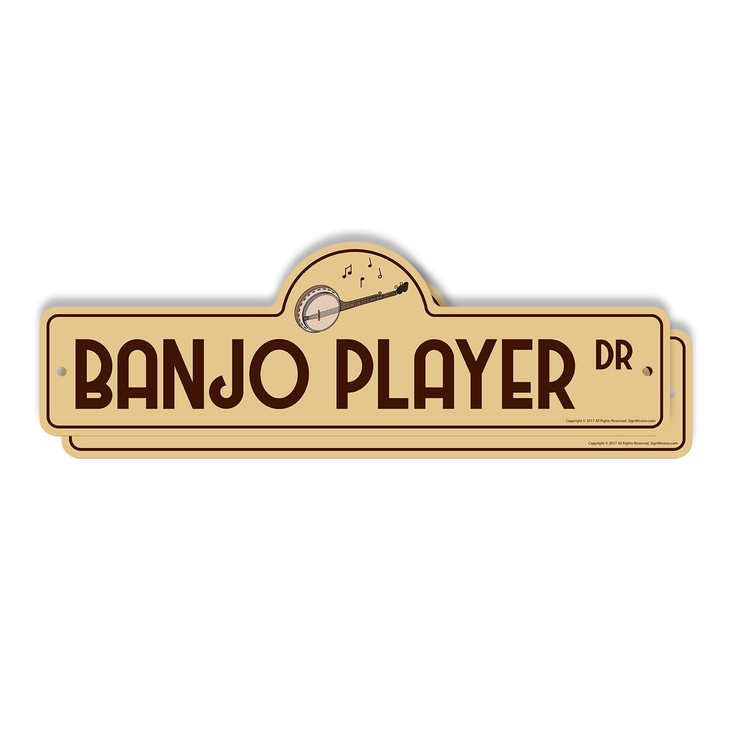 Banjo Player (2 Pack) Plastic Street Sign - 7 Inch X 20 Inch Gift Music ...