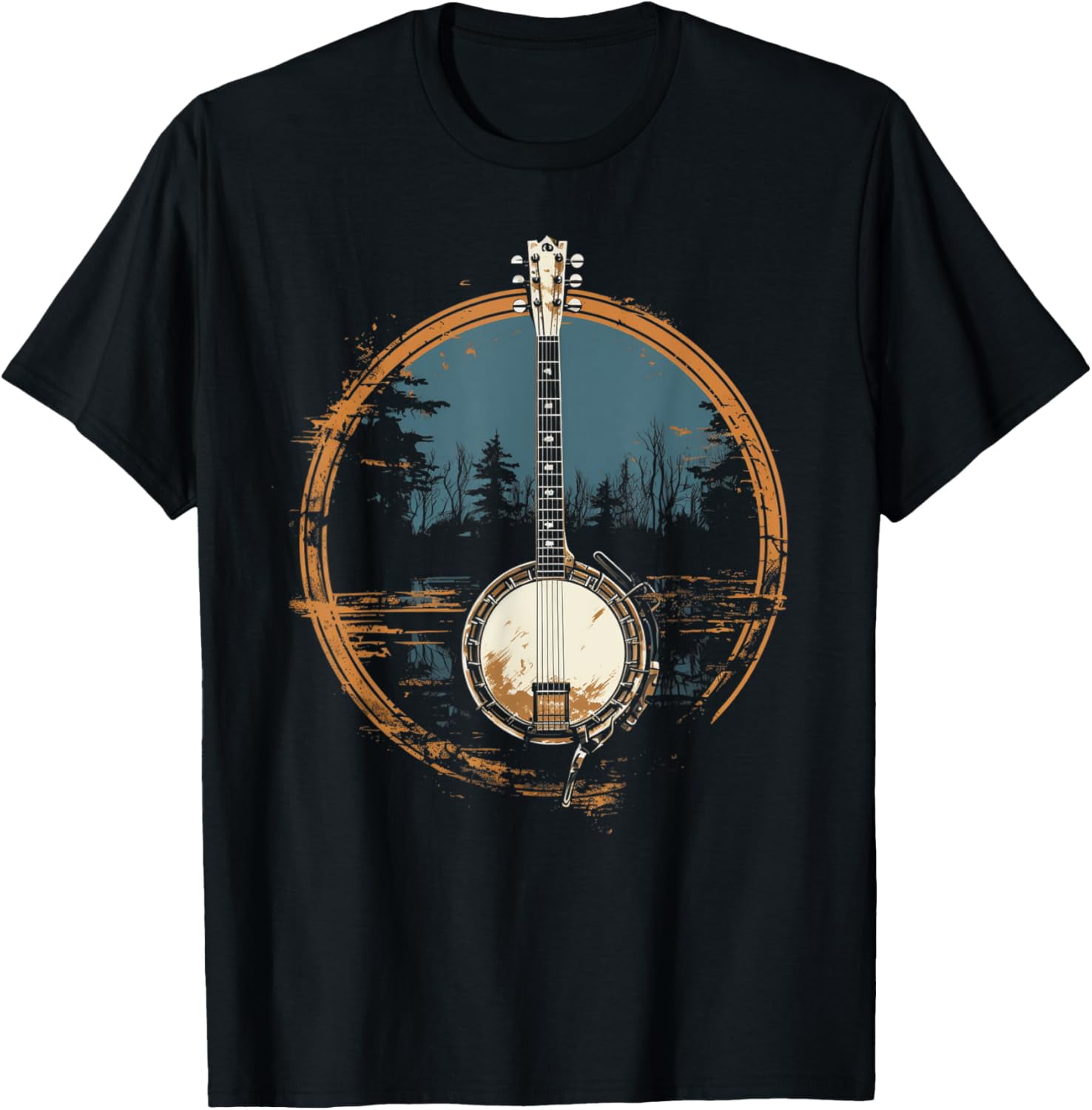 Banjo Retro Bluegrass Vintage Distressed Cottagecore Music T-Shirt ...