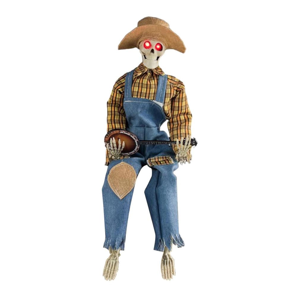 Banjo Skeleton | Scary Skeleton Halloween Skull Decor | Cowboy Skeleton ...