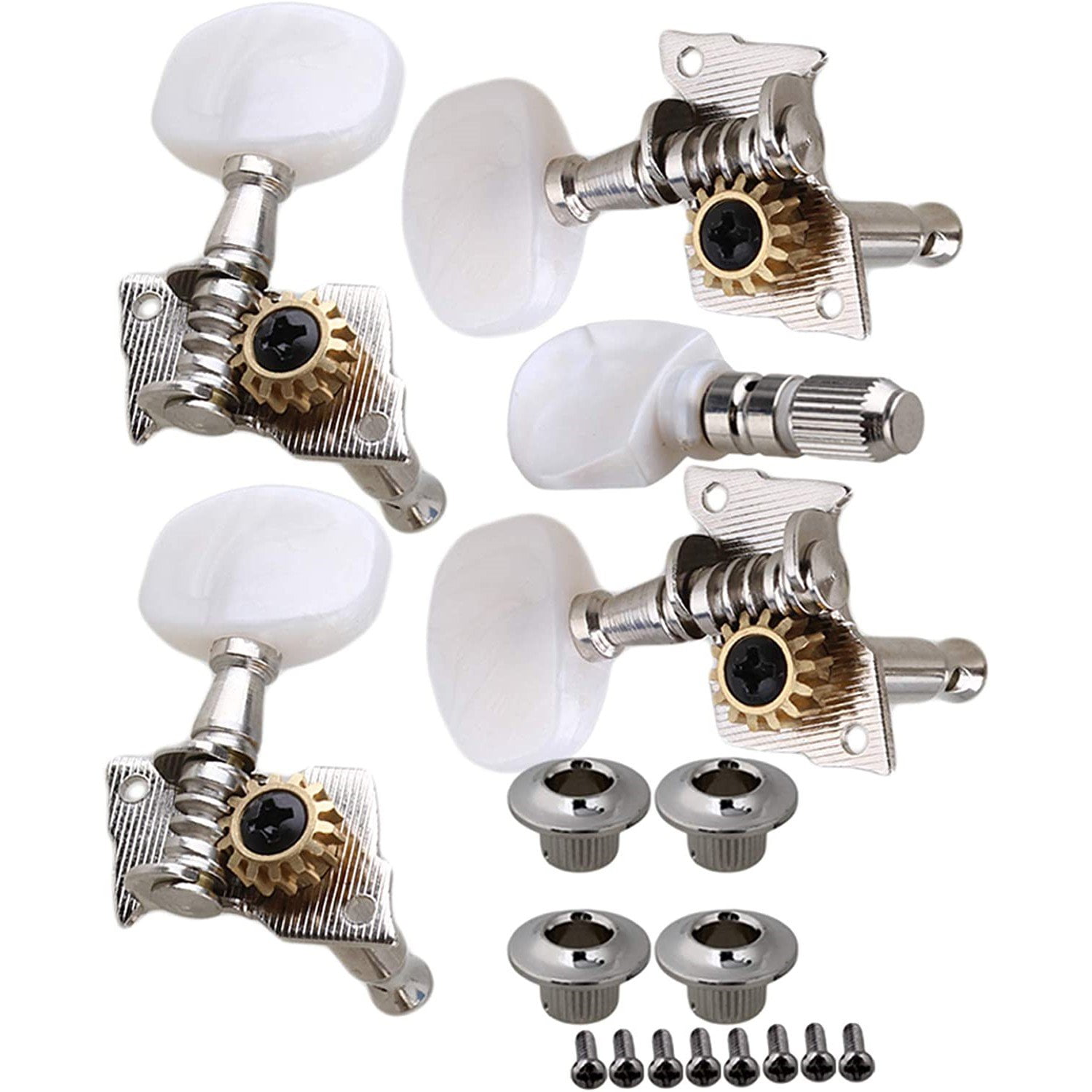 Banjo Tuning Pegs 5-String Machine Head Tuner White and Chrome Open Gear - Walmart.com