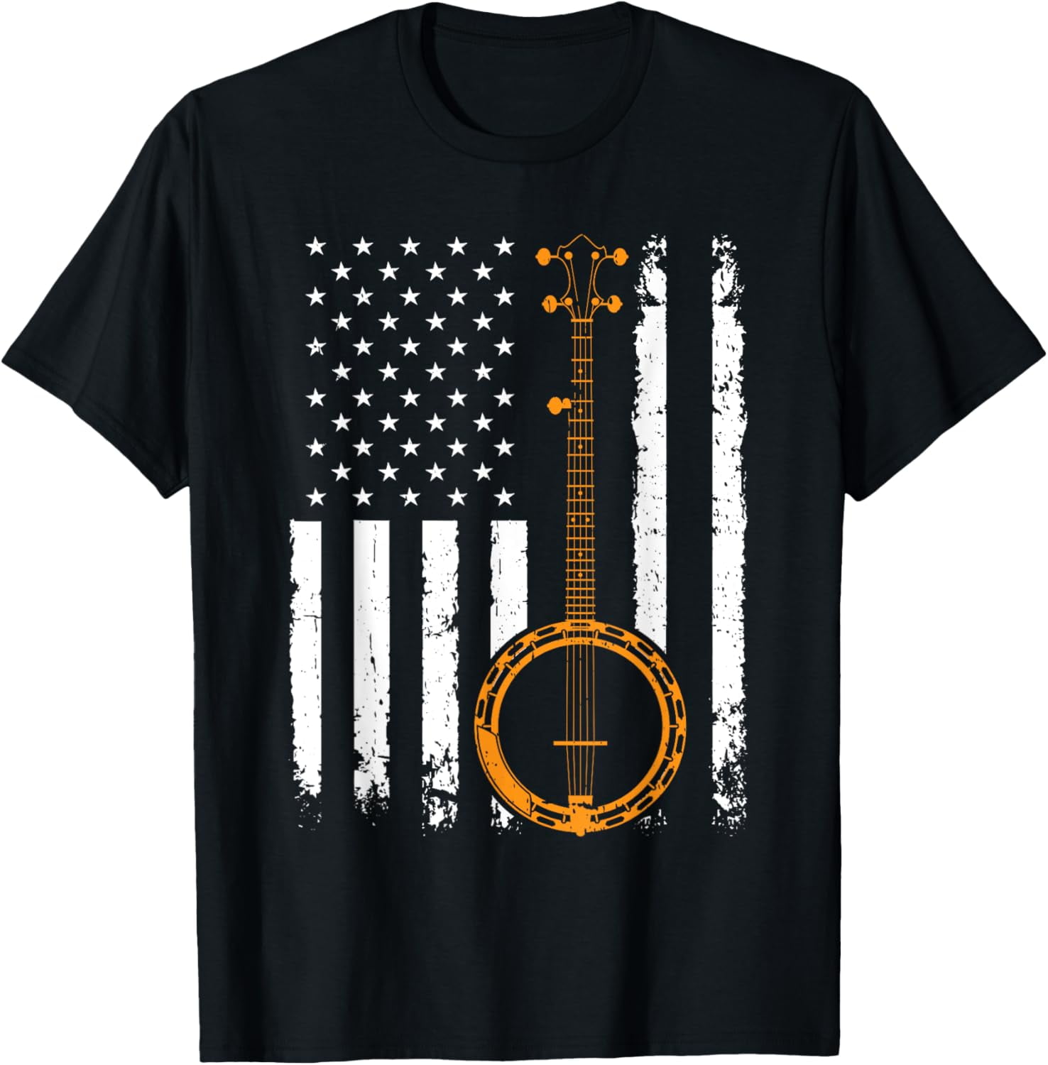 Banjo Vintage US Flag American Bluegrass T-Shirt - Walmart.com