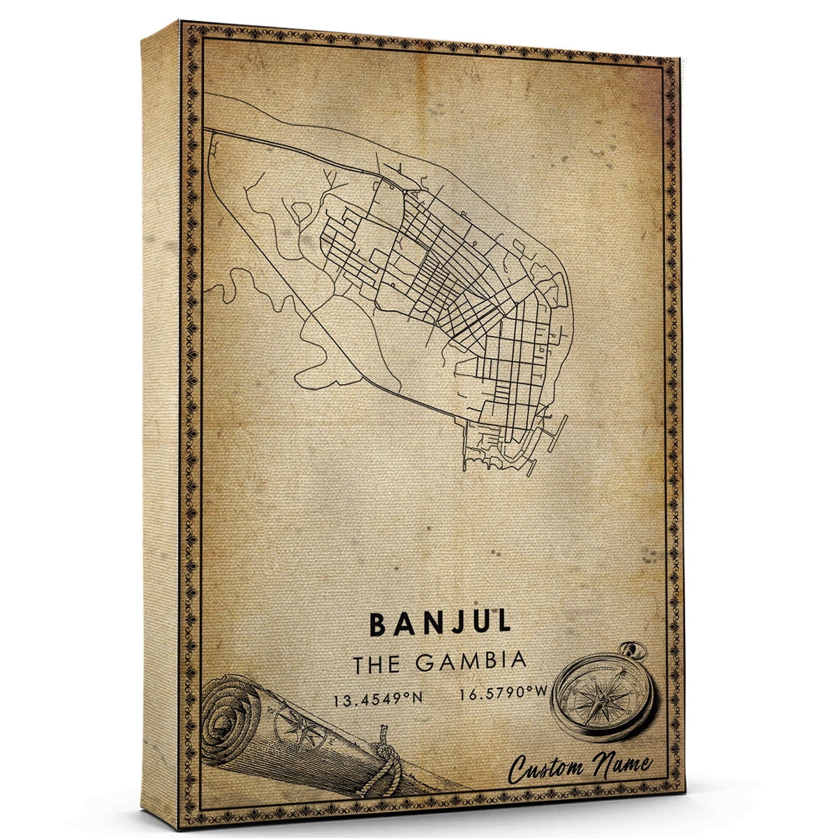 Banjul Map Poster, The Gambia Map Art Poster, Canvas, Banjul Map City ...
