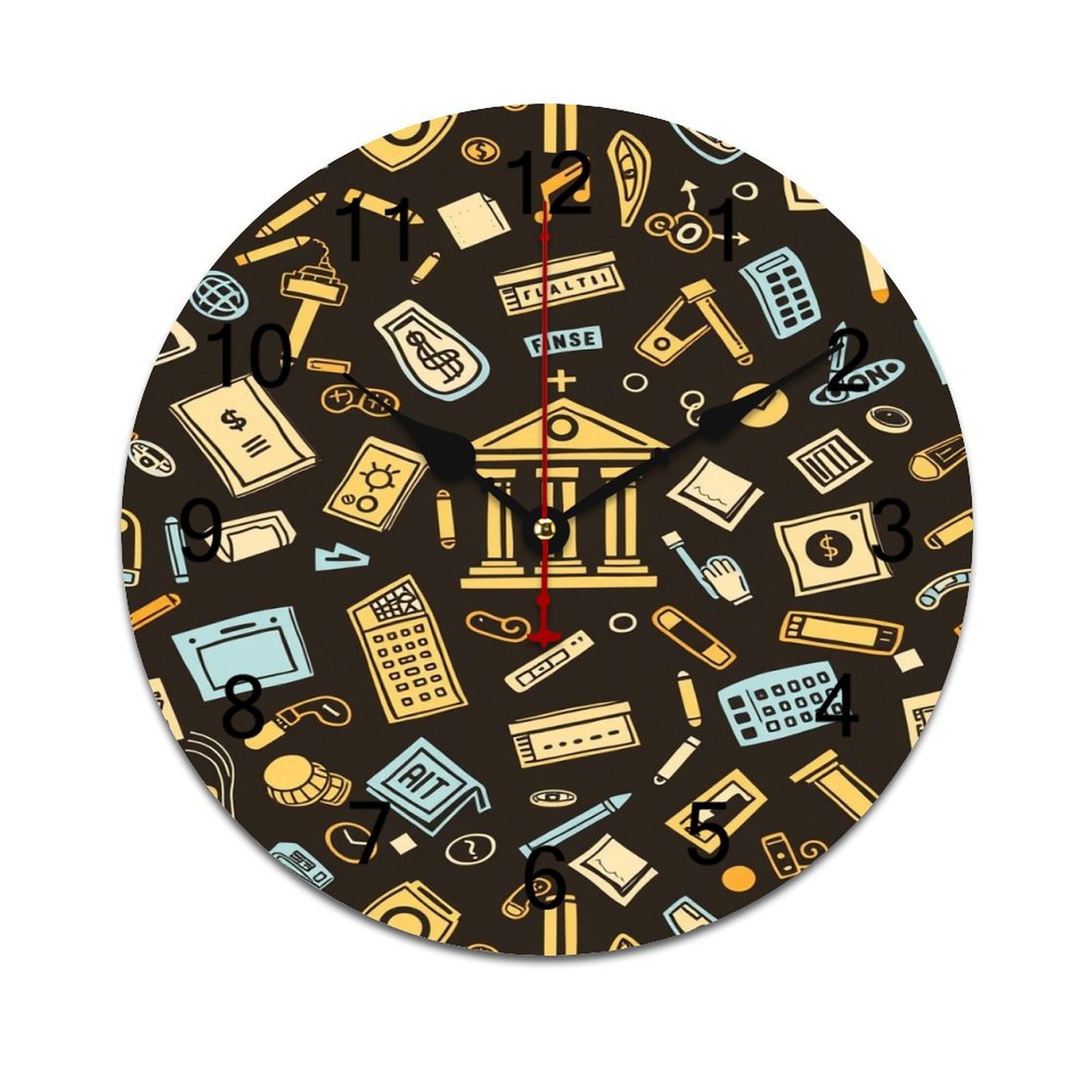 Bank Doodle Pattern Clocks Wall Home Decoration Teen Room Bedroom ...