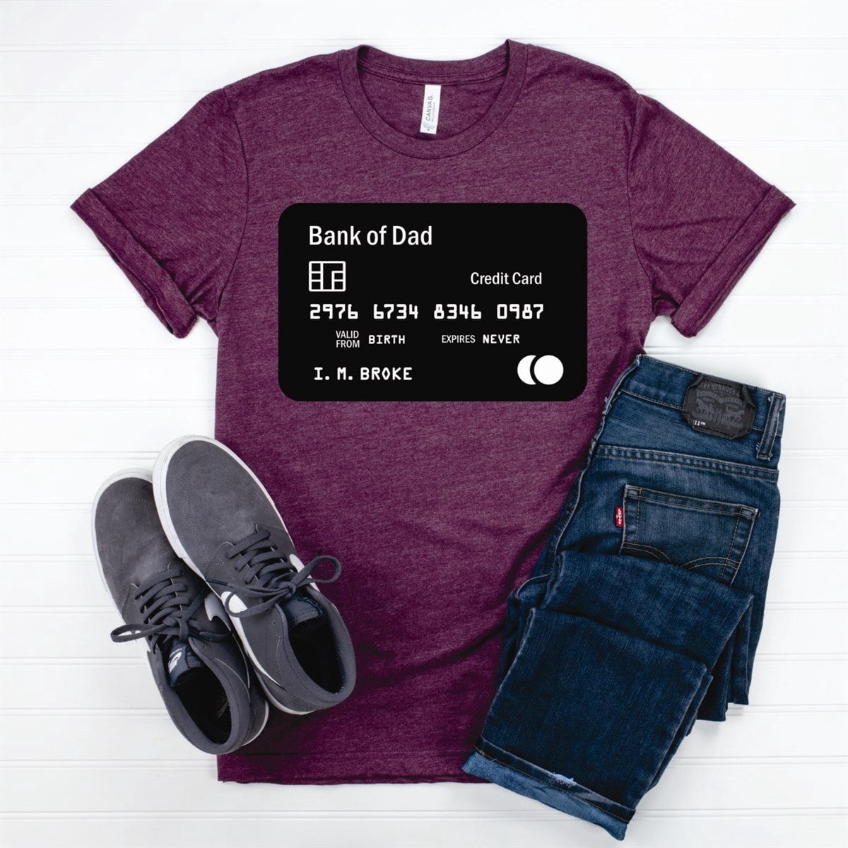 Bank Of Dad Tee, Retail Fit with Pre-Shrunk Fabric, Airlume Cotton ...