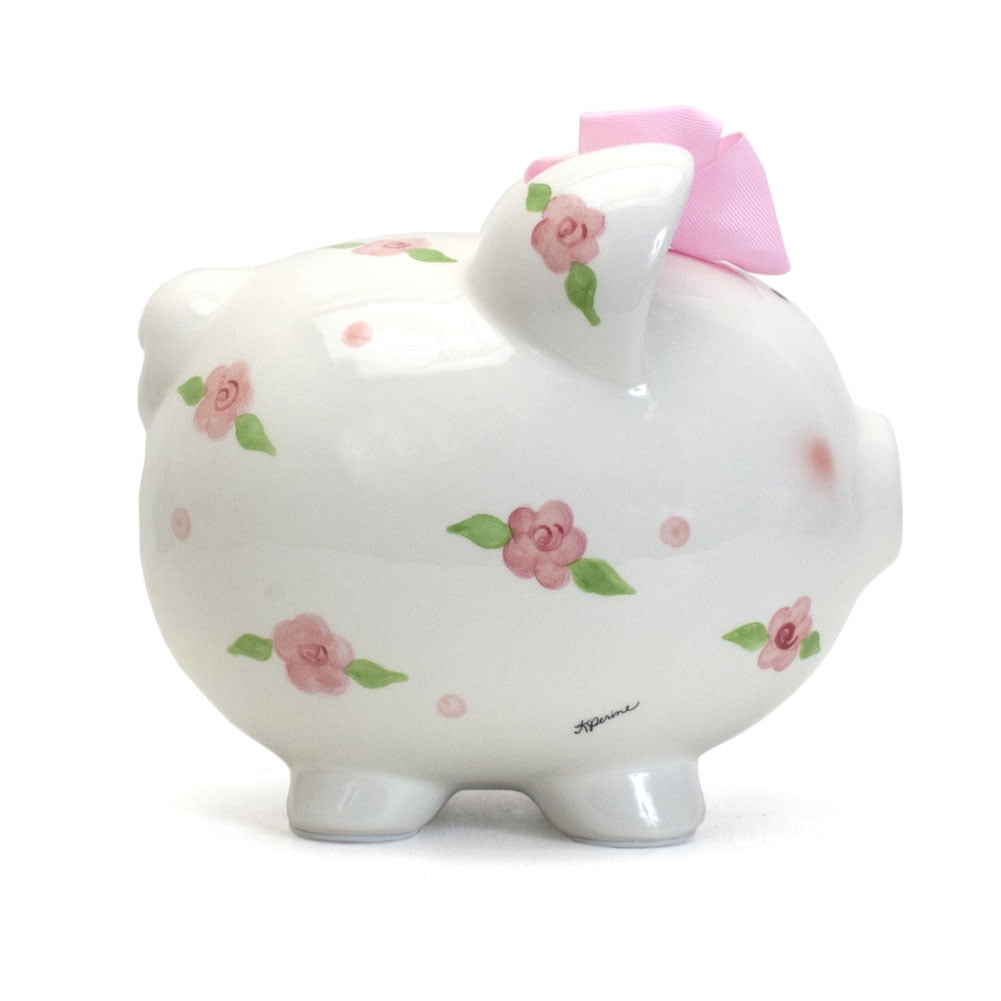 Bank Posies & Polka Dots Piggy Bank Ceramic Money Saving Flowers 36893 ...