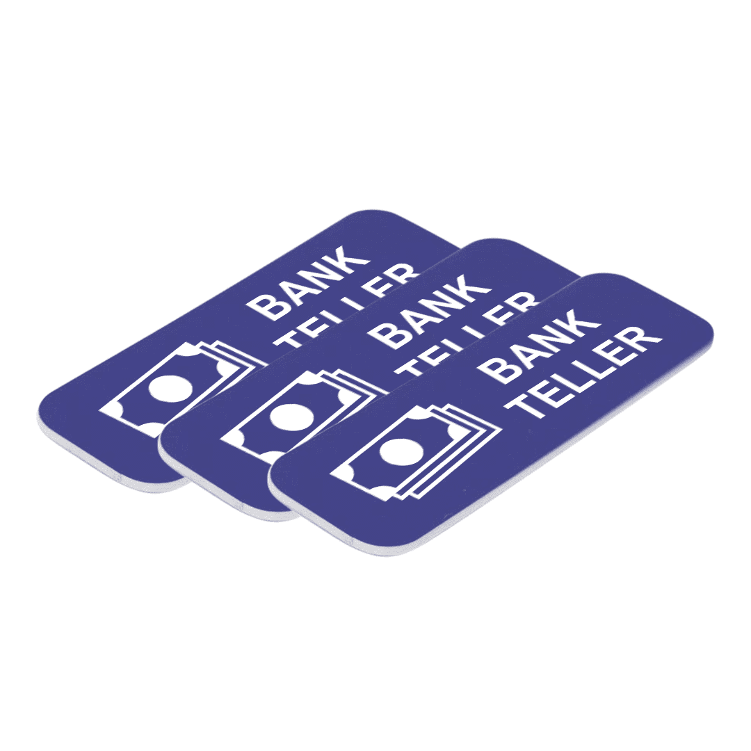 Bank Teller 1 x 3" Name Tag/Badge, Blue, (3 Pack) - Walmart.com