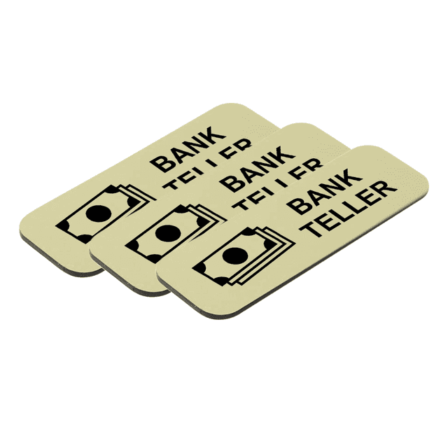 Bank Teller 1 x 3" Name Tag/Badge, Brushed Gold, (3 Pack) - Walmart ...